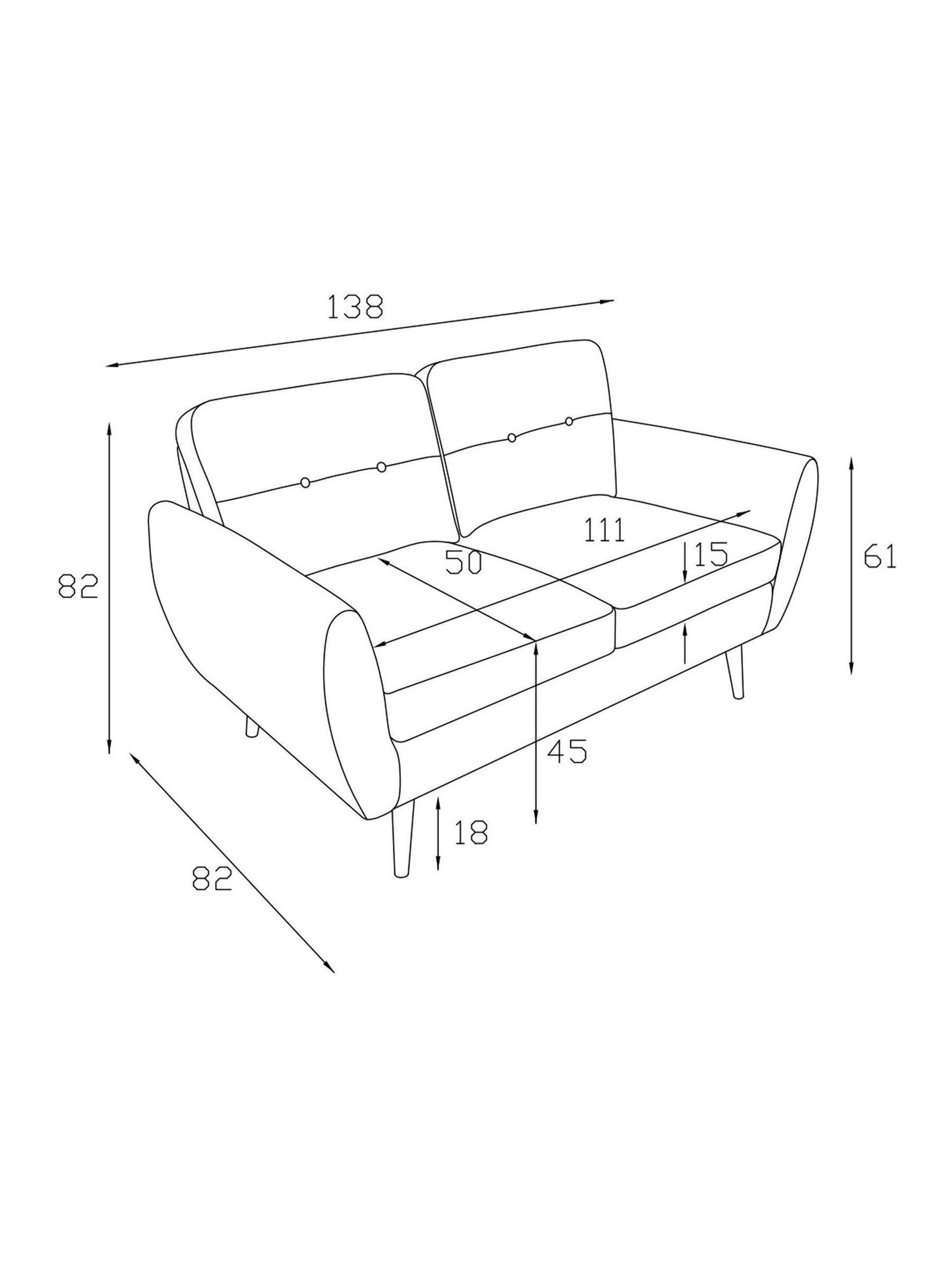 Buy Chunky Chenille Light Grey Oak Effect Leg Small Wilson 2 Seater ...