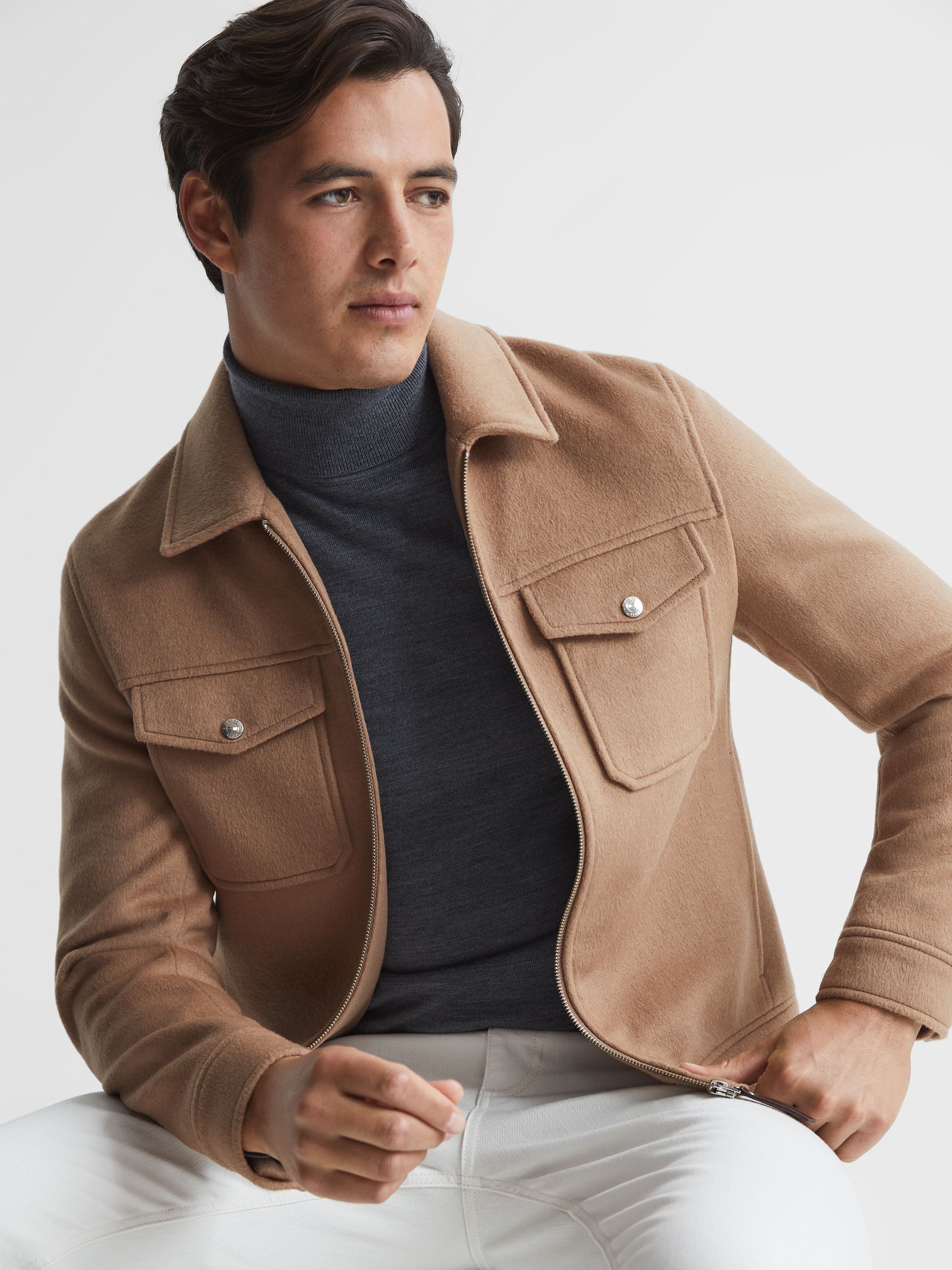 Buy Reiss Camel Peridoe Wool Trucker Jacket from the Next UK online shop