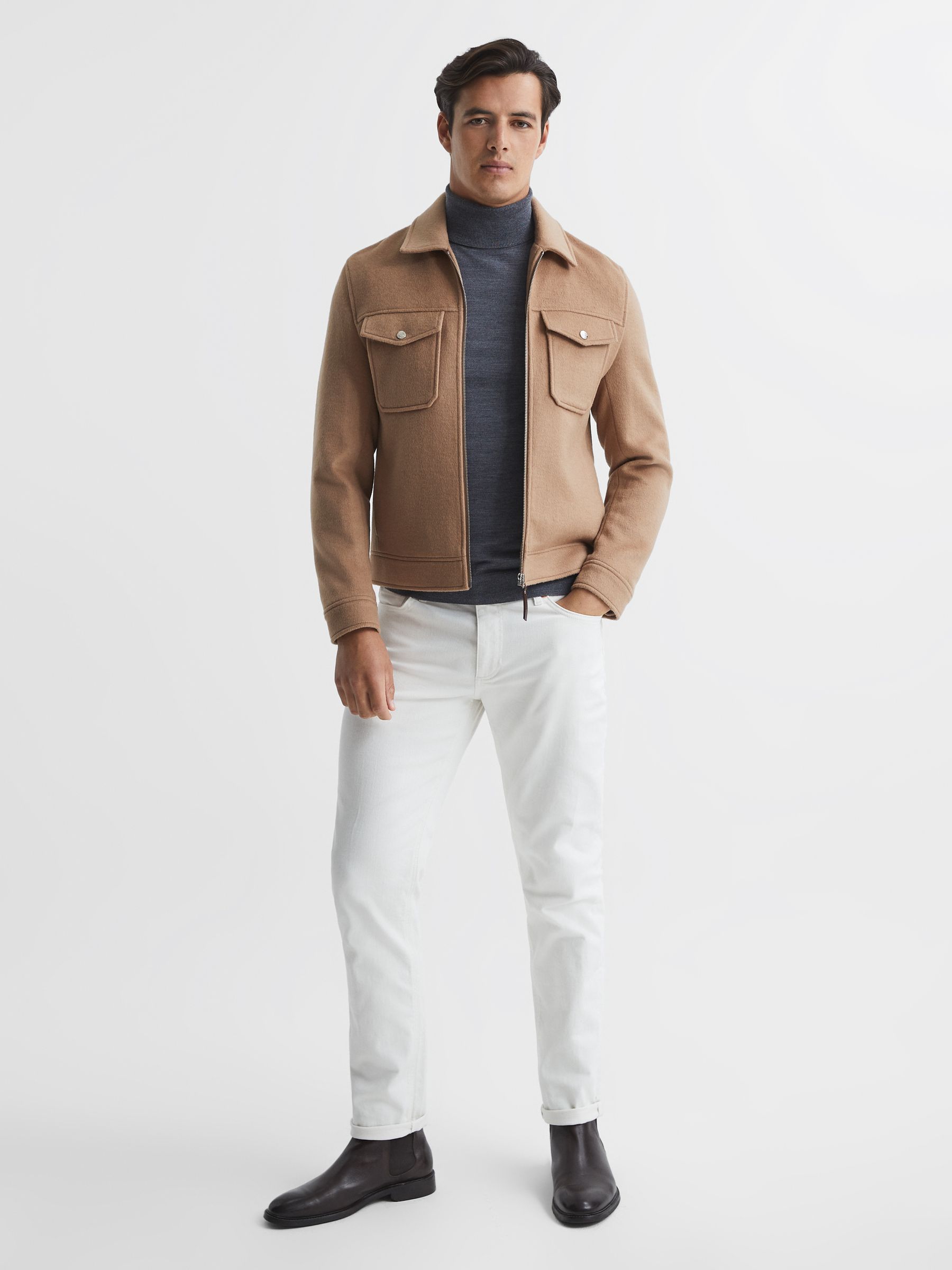 Buy Reiss Camel Peridoe Wool Trucker Jacket from the Next UK online shop