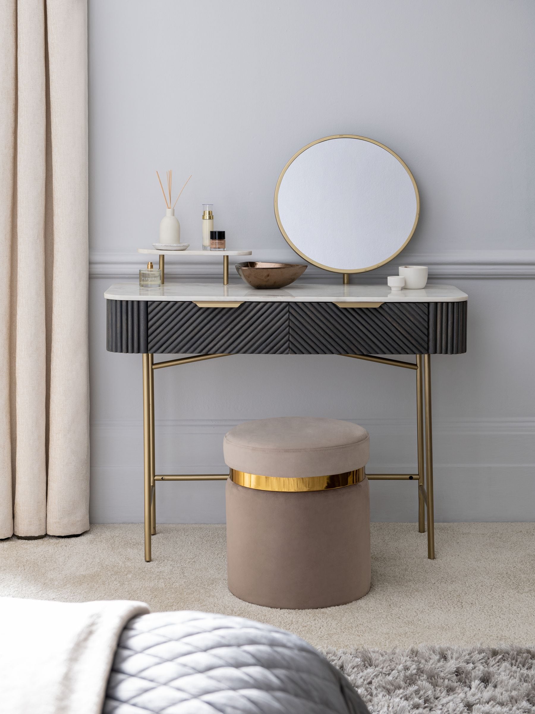 Buy Dark Grey Valencia Solid Mango Wood Small Console Dressing Table ...