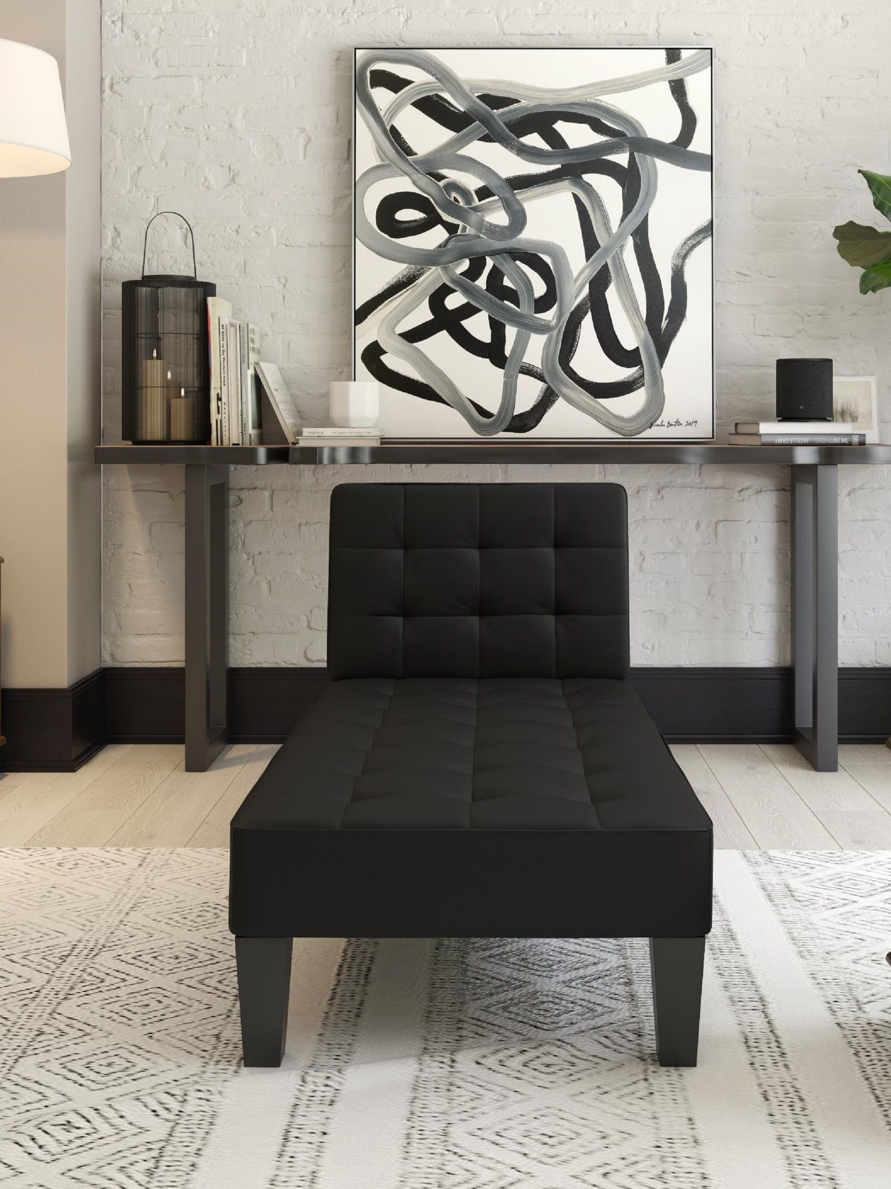 Buy Dorel Home Black Europe Adalynn Faux Leather Chaise Lounger from the Next UK online shop