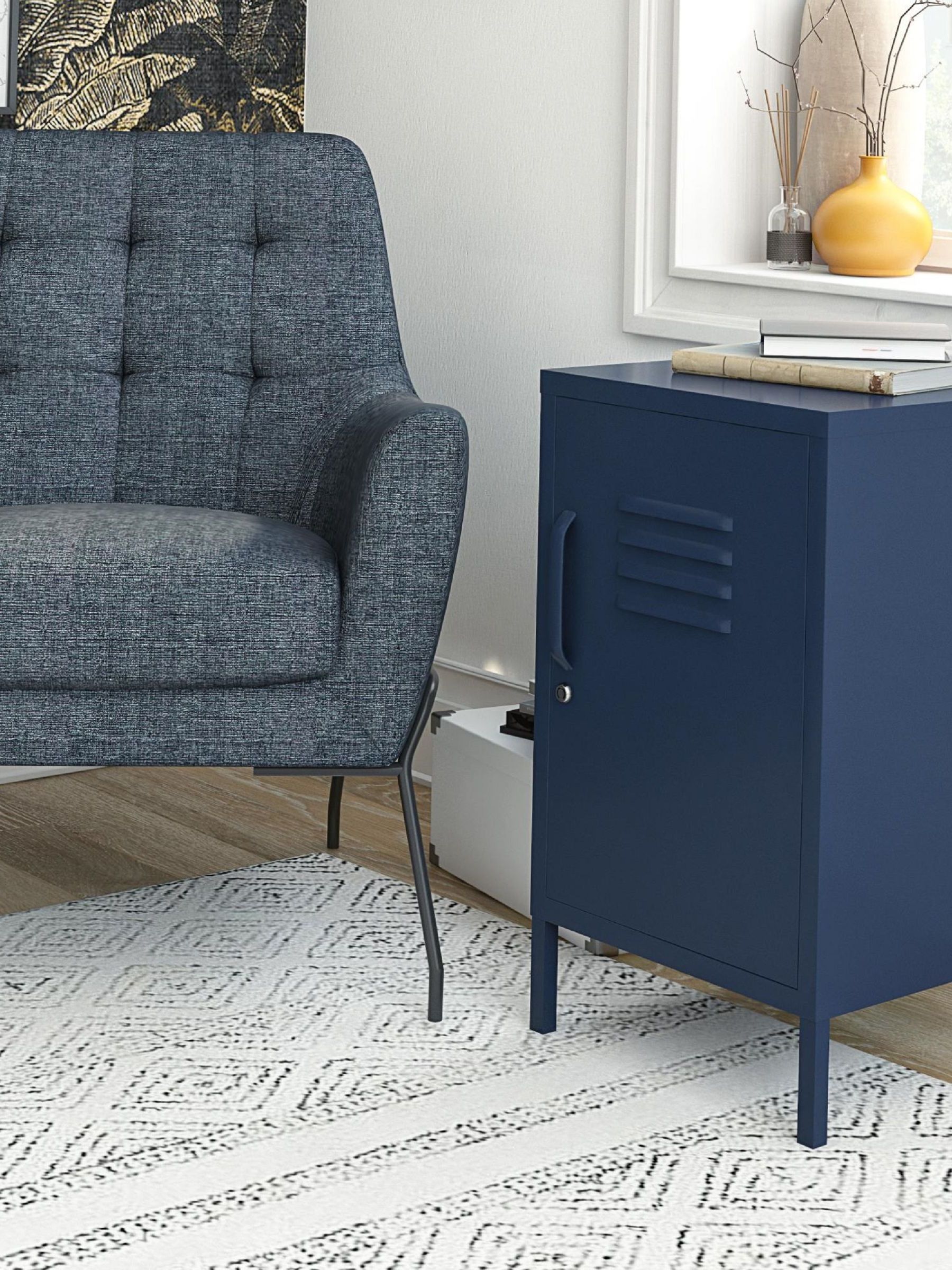 Buy Dorel Home Navy Blue Europe Bradford Metal Locker End Table from ...