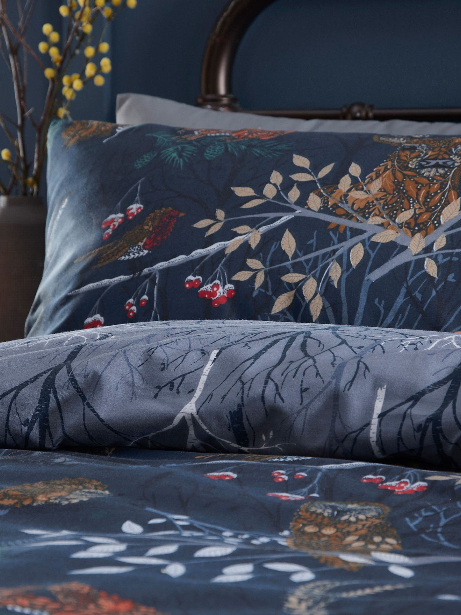 Buy Furn Blue Fauna Printed Woodland Reversible Duvet Cover And ...