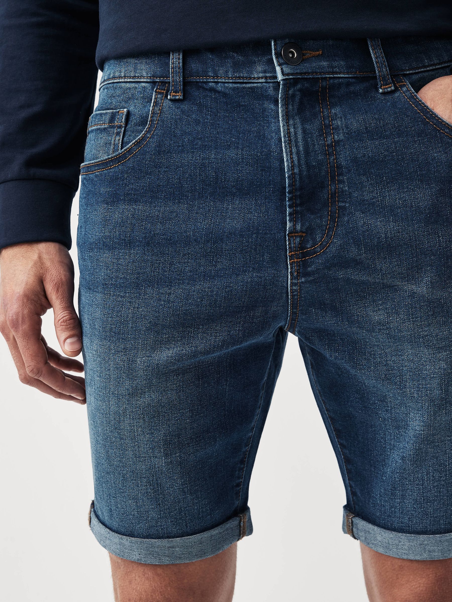 Buy Mid Blue Slim Fit Stretch Denim Shorts from Next Australia