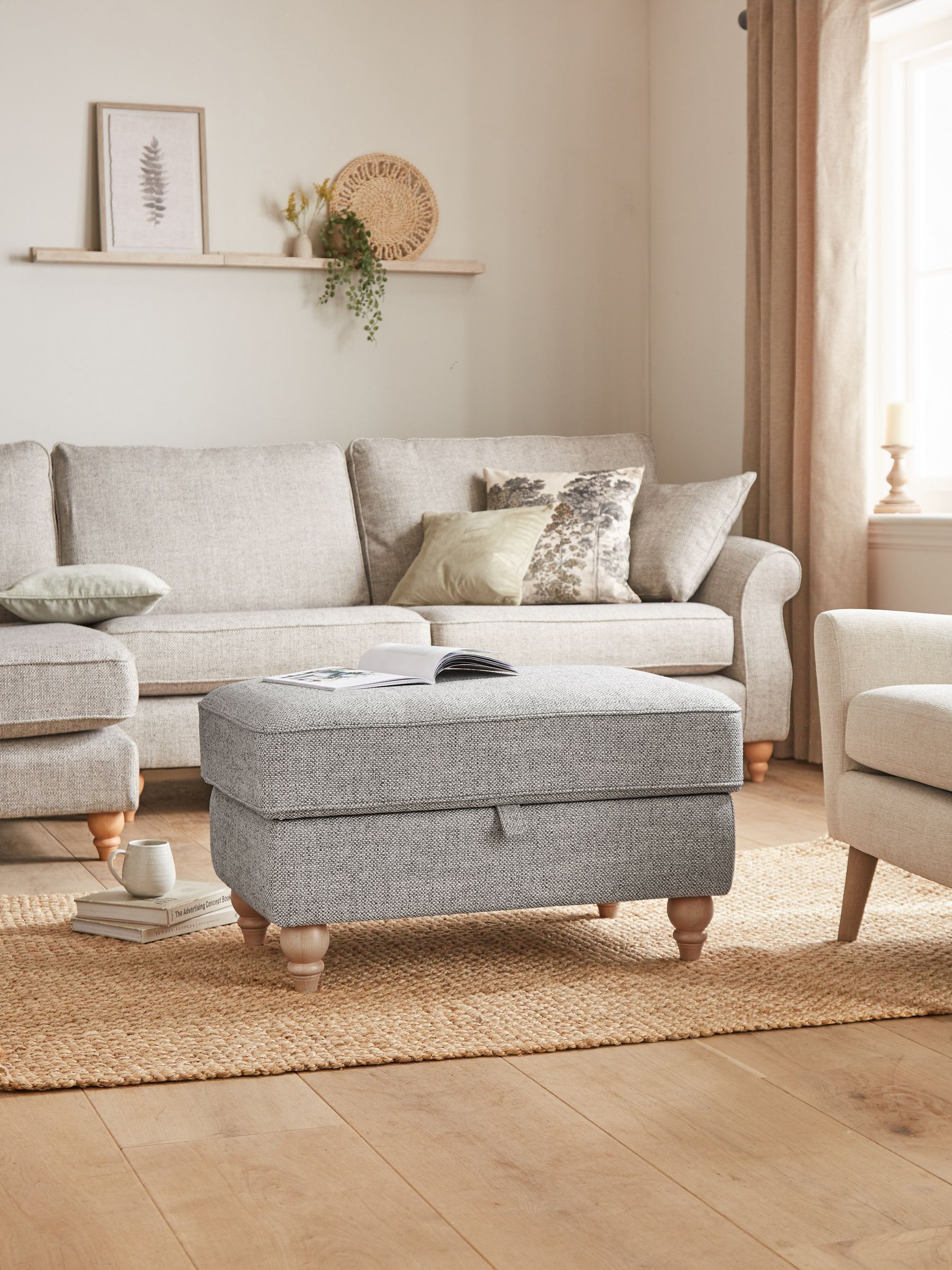 Buy Chunky Weave Dove Grey Ashford Sofa Chaise Storage Footstool from Next Ireland
