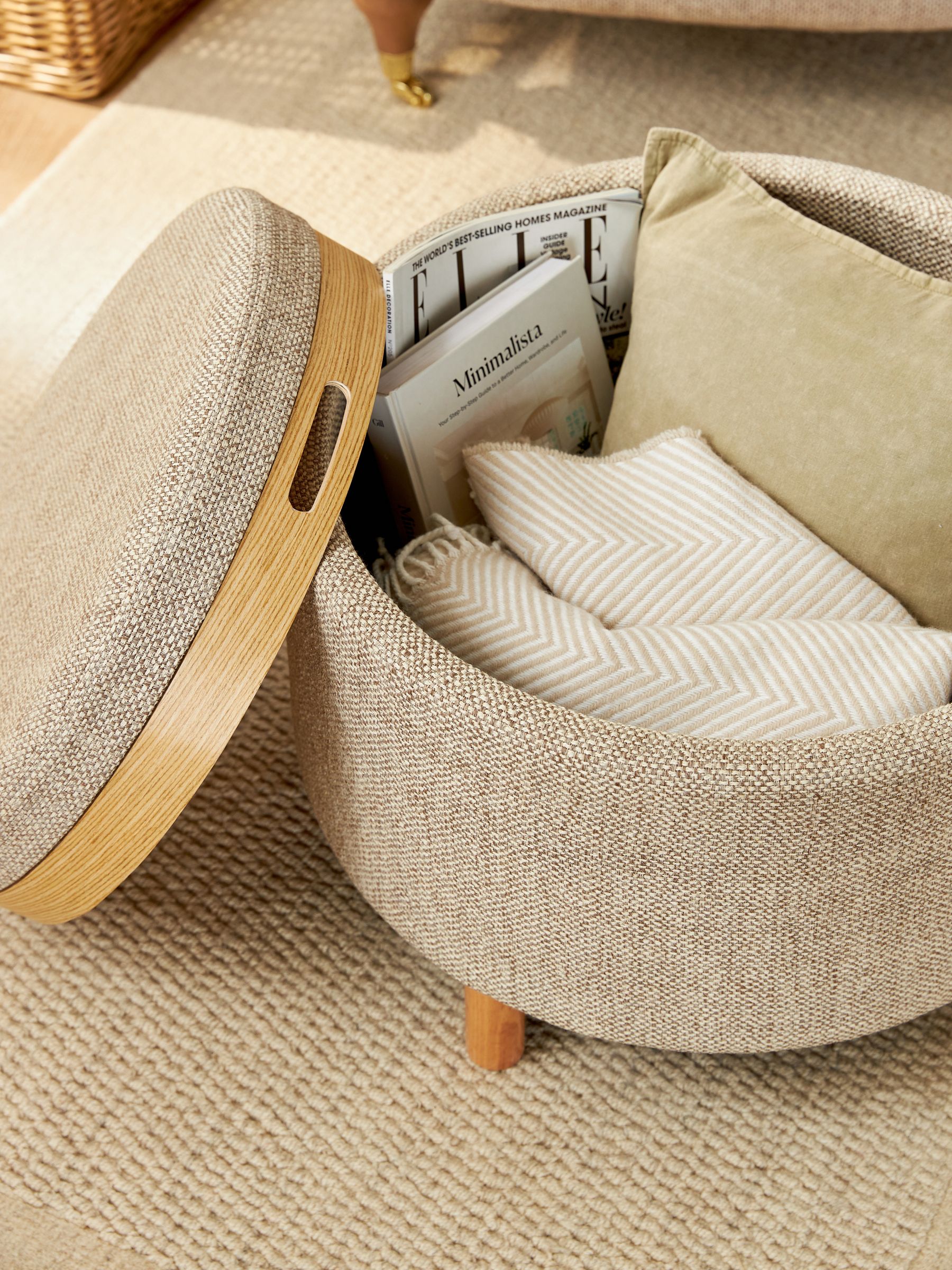 Buy Chunky Weave Mid Natural Ashton Upholstered Storage Stool from the ...