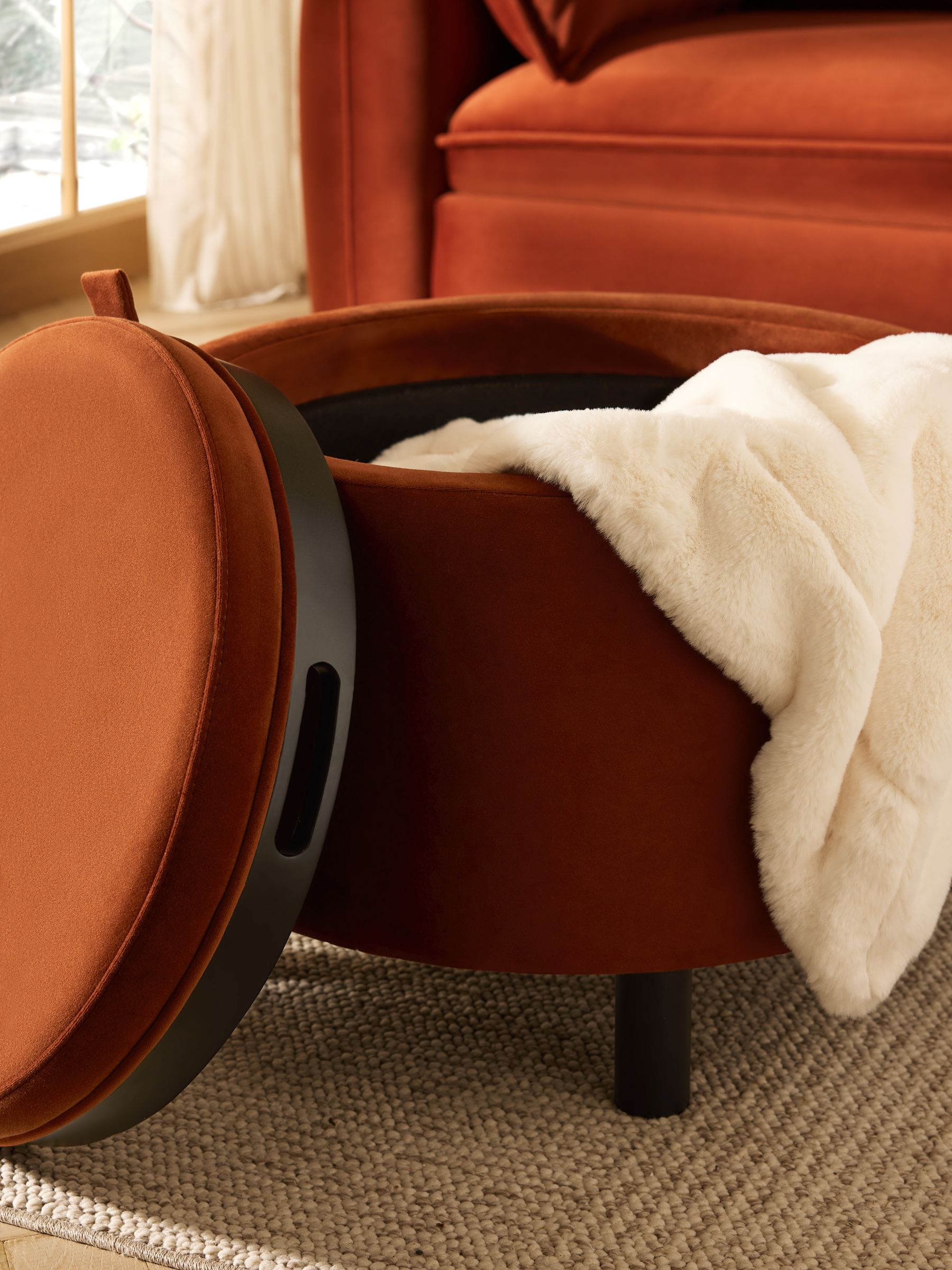 Buy Soft Velvet Rust Brown Ashton Upholstered Storage Stool from the ...