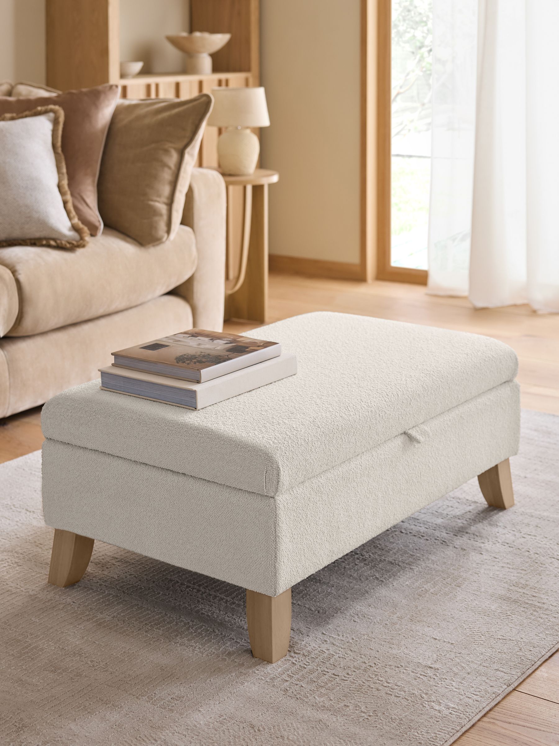 Buy Casual Bouclé Oyster Natural Albury Medium Footstool from the Next ...