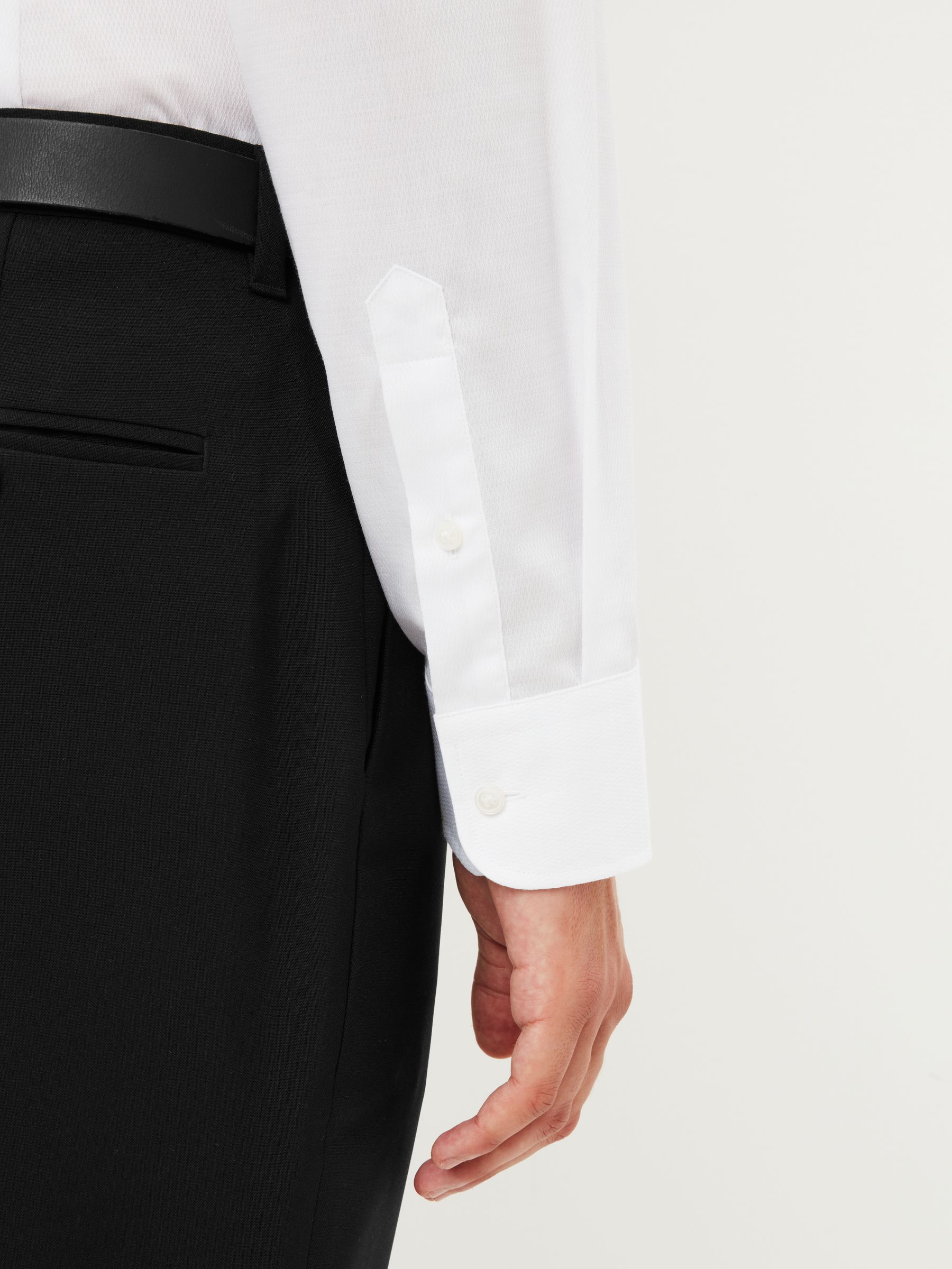 Buy White Slim Fit Easy Care Textured Single Cuff Shirt from the Next ...