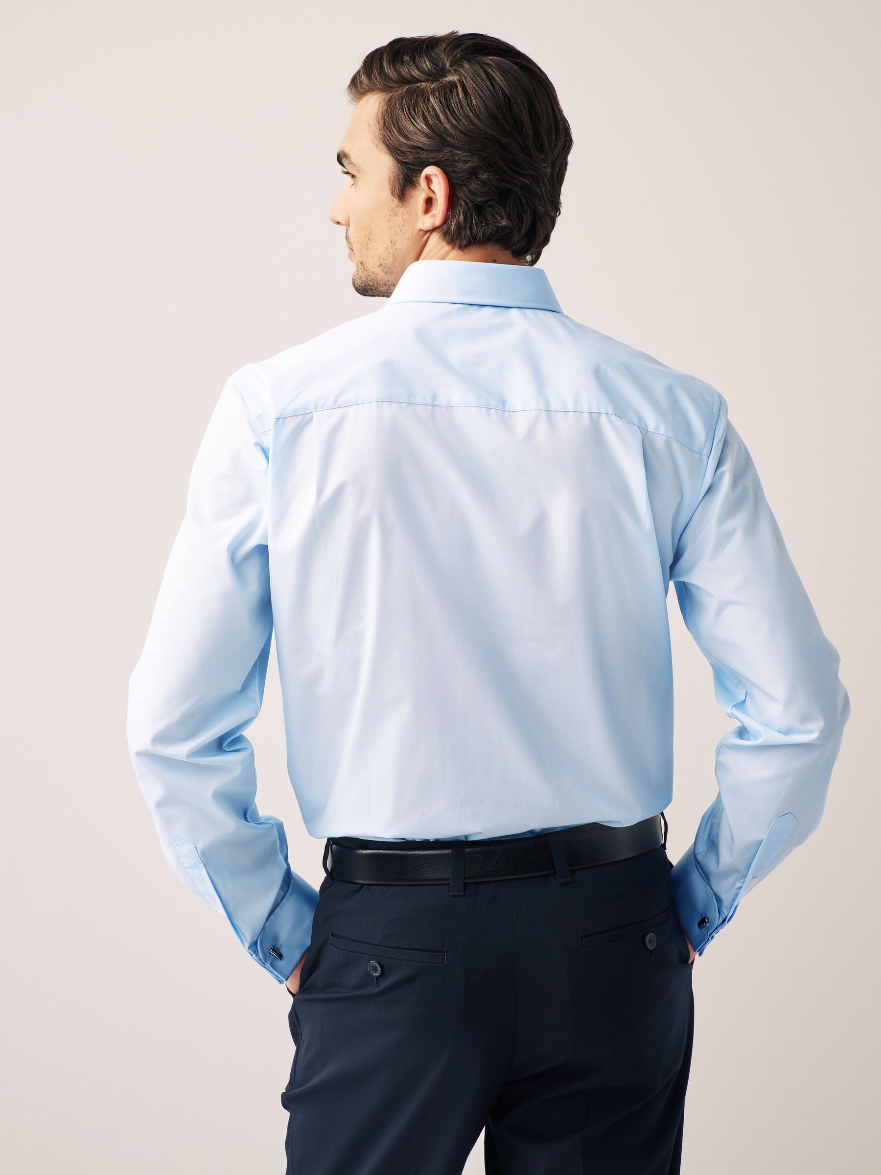Buy Light Blue Regular Fit Easy Care Double Cuff Smart Shirt from the ...