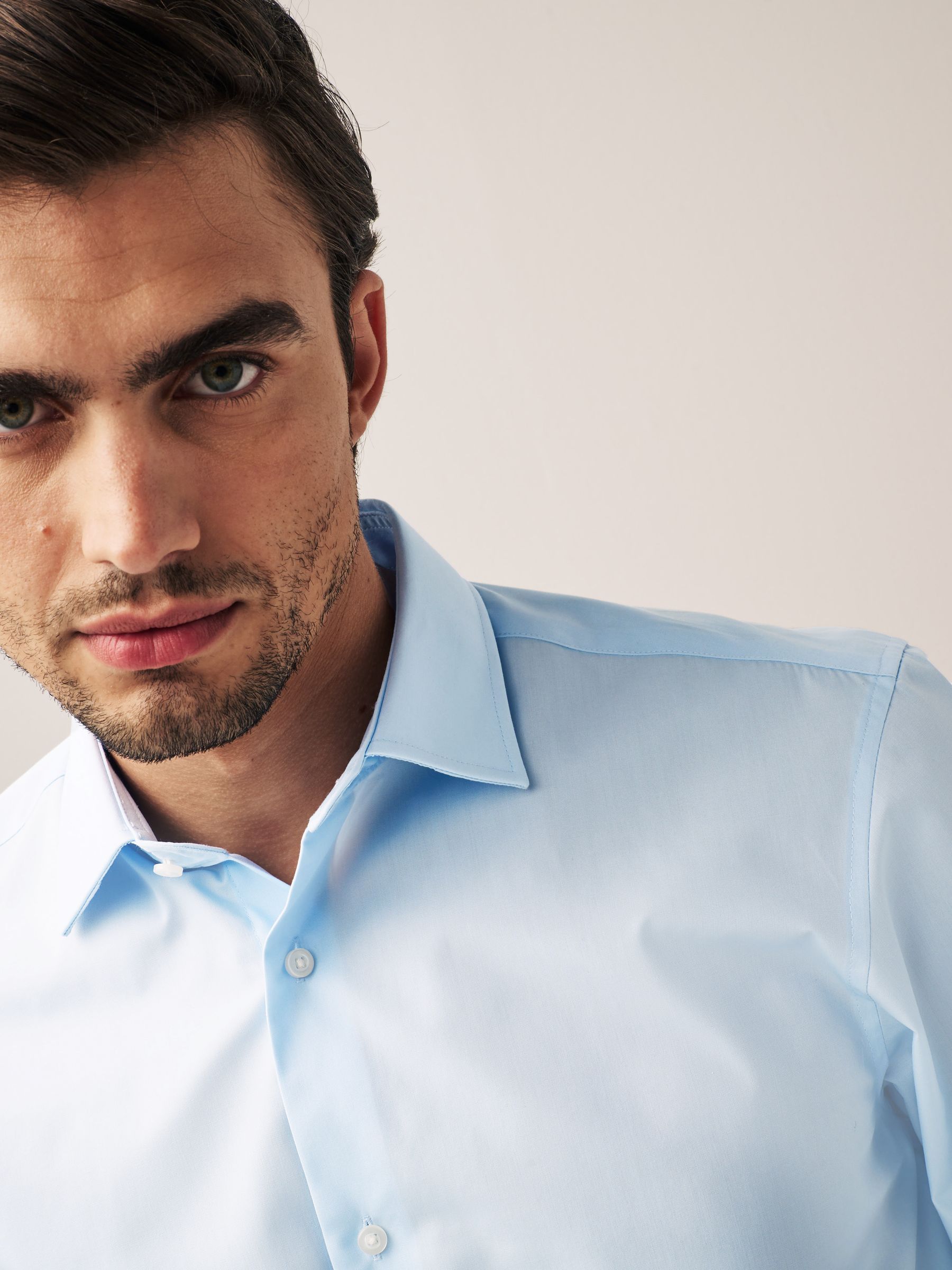 Buy Light Blue Regular Fit Easy Care Double Cuff Smart Shirt from the ...