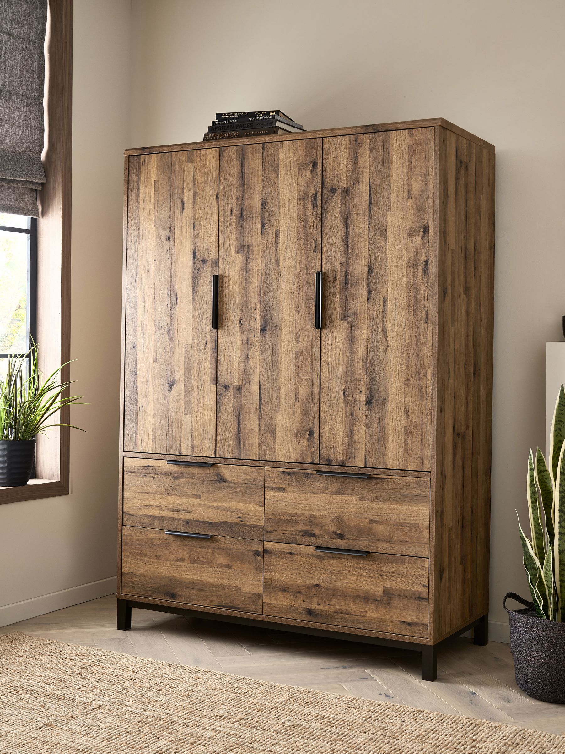 Buy Dark Bronx Oak Effect Triple, 4 Drawers Wardrobe from the Next UK ...
