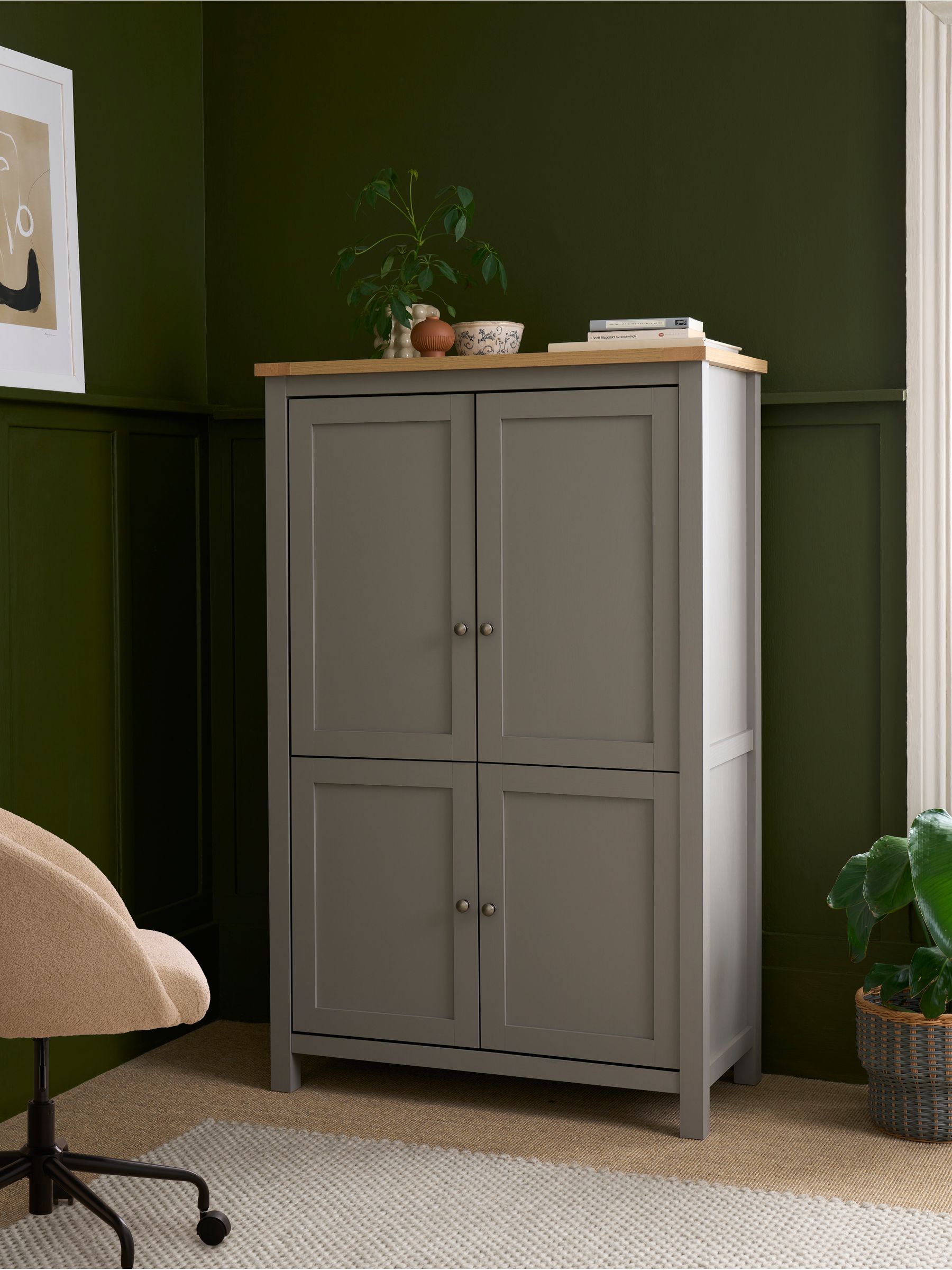 Buy Dove Grey Malvern Oak Effect Small Hideaway Desk from the Next UK ...
