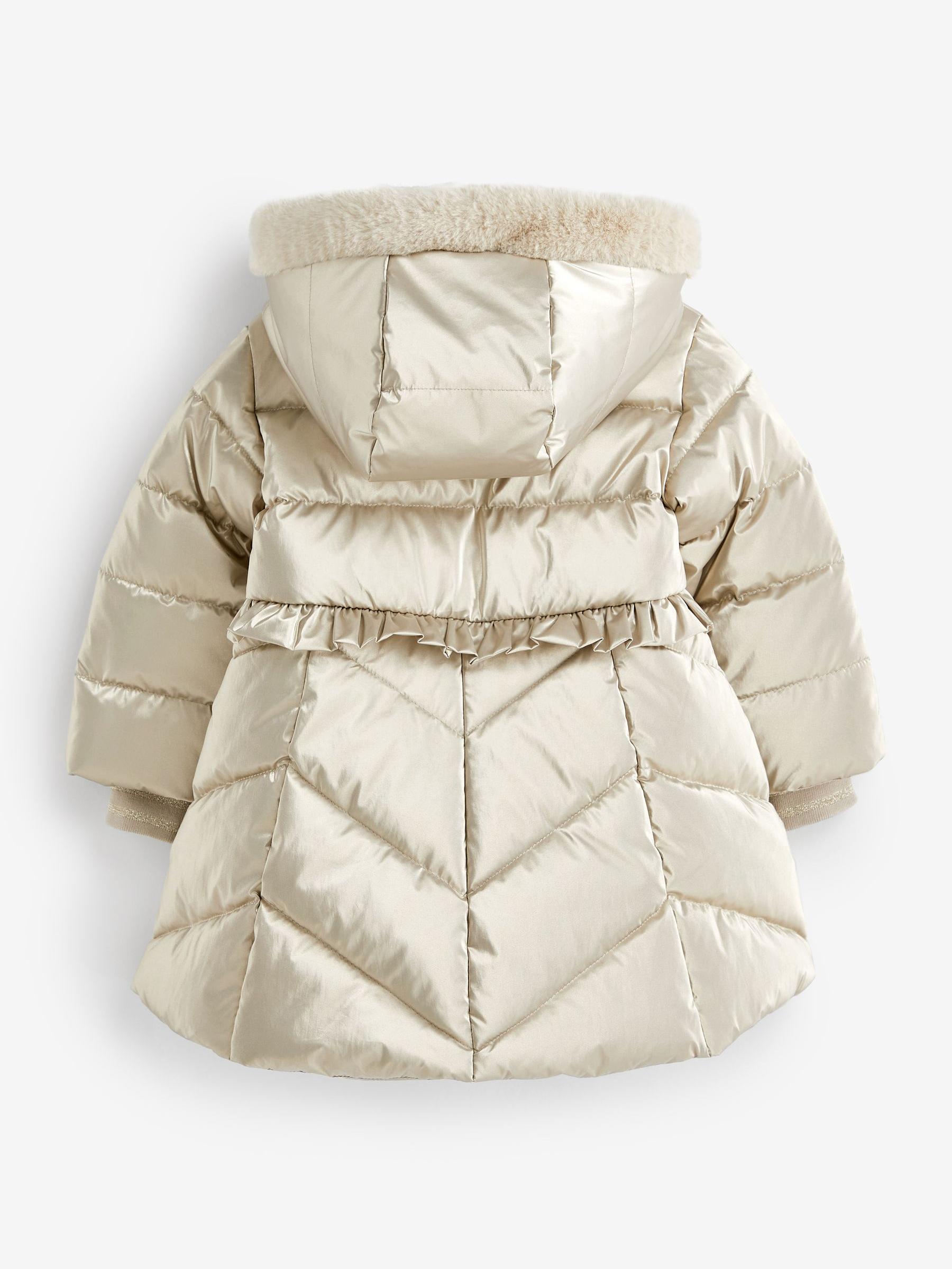 Buy Gold Shower Resistant Metallic Skirted Padded Coat (3mths-7yrs ...