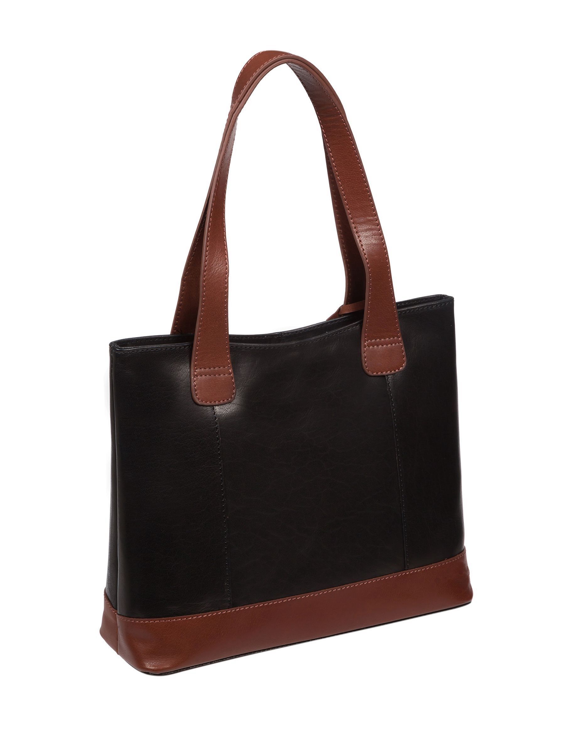 Buy Conkca Black & Brown 'Little Patience' Leather Tote Bag from the ...