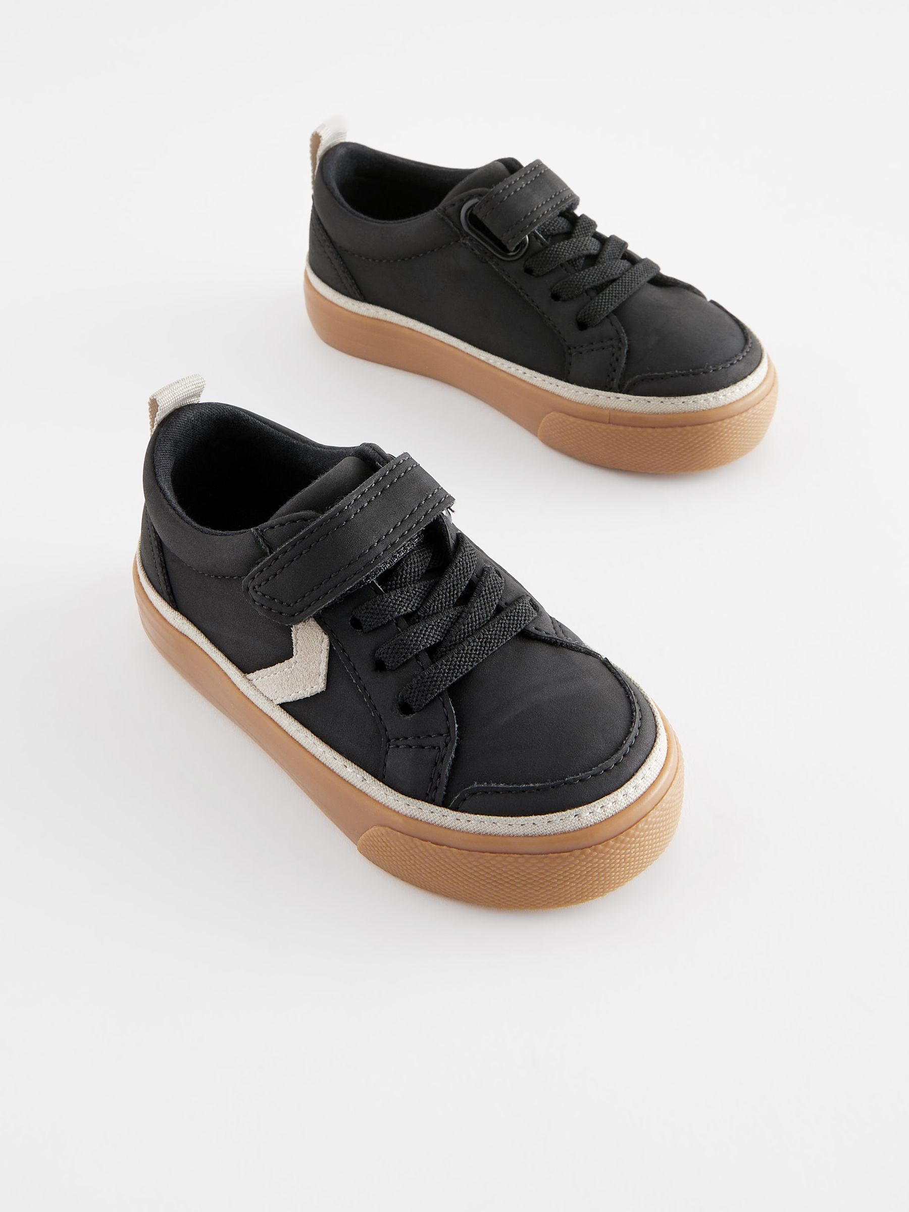 Buy Black Standard Fit (F) Touch Fastening Chevron Trainers from the ...