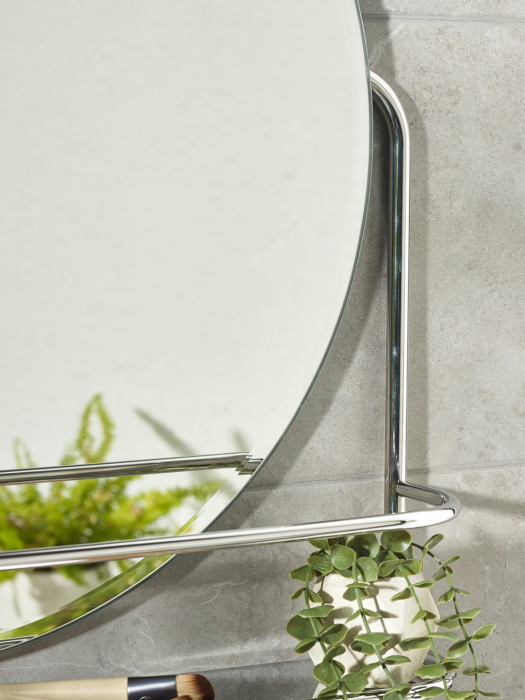 Buy Silver Chrome Moderna Shelf Storage Round Wall Mirror from the Next ...