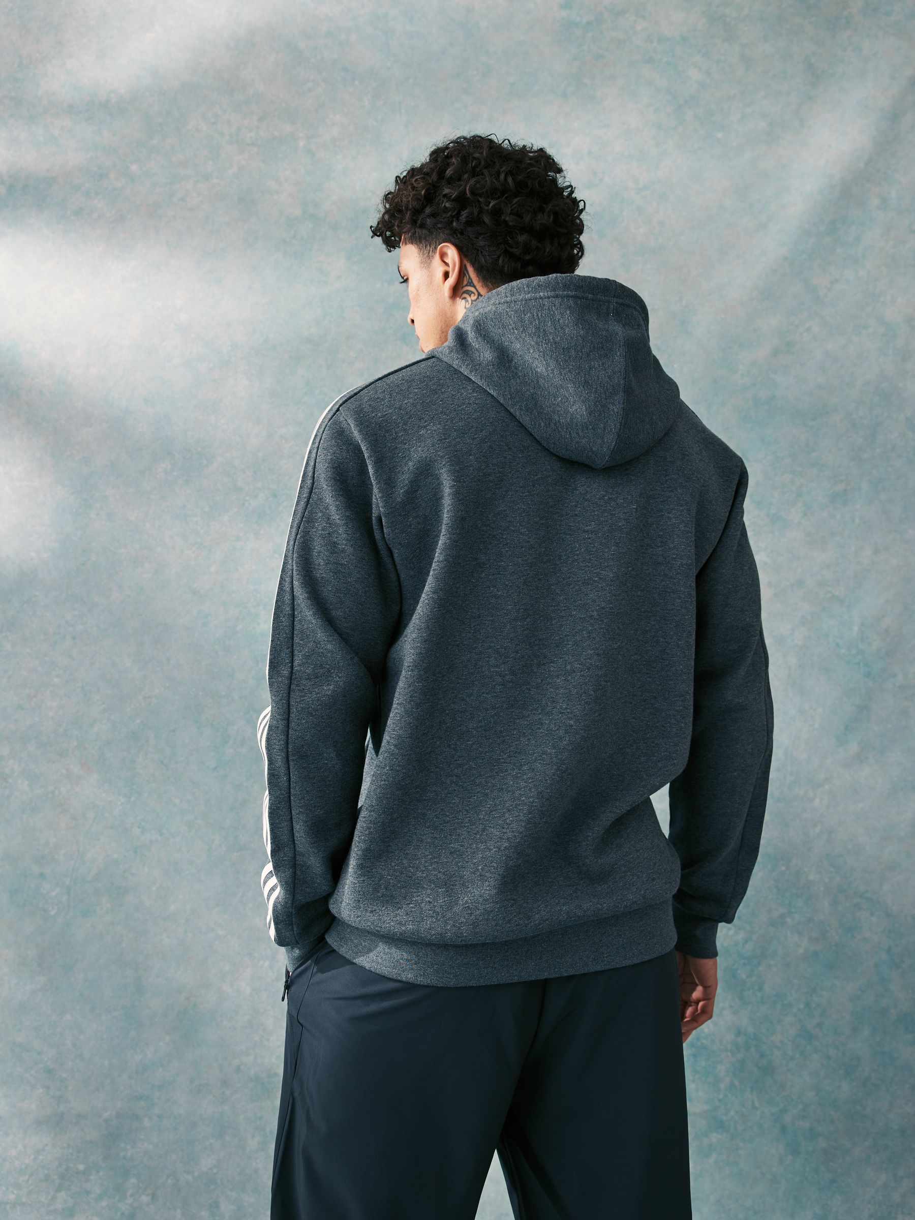 Buy adidas Grey Essentials Fleece 3-Stripes Hoodie from the Next UK ...