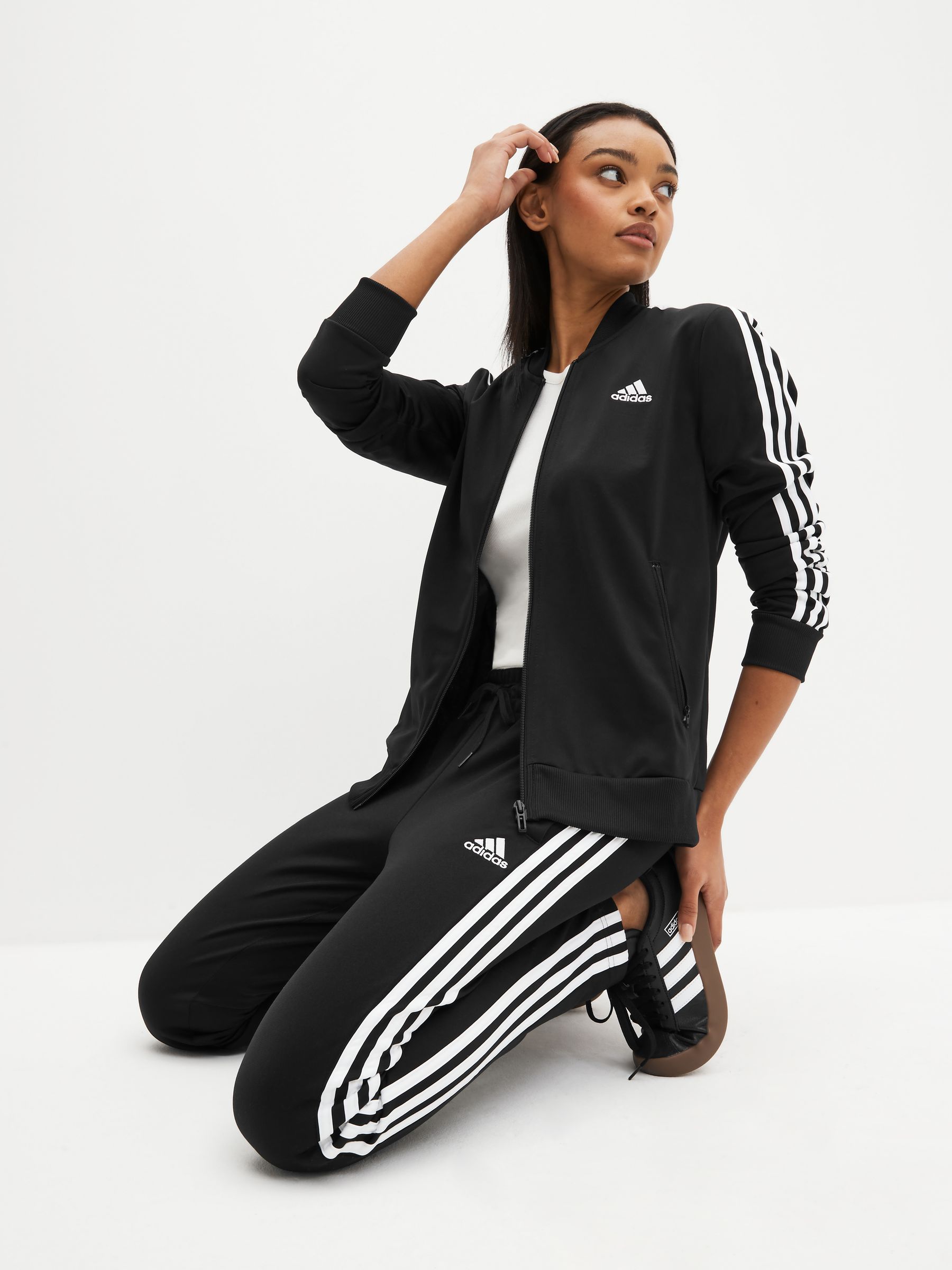 Buy adidas Black 3 Stripe Essentials Tracksuit from Next Ireland