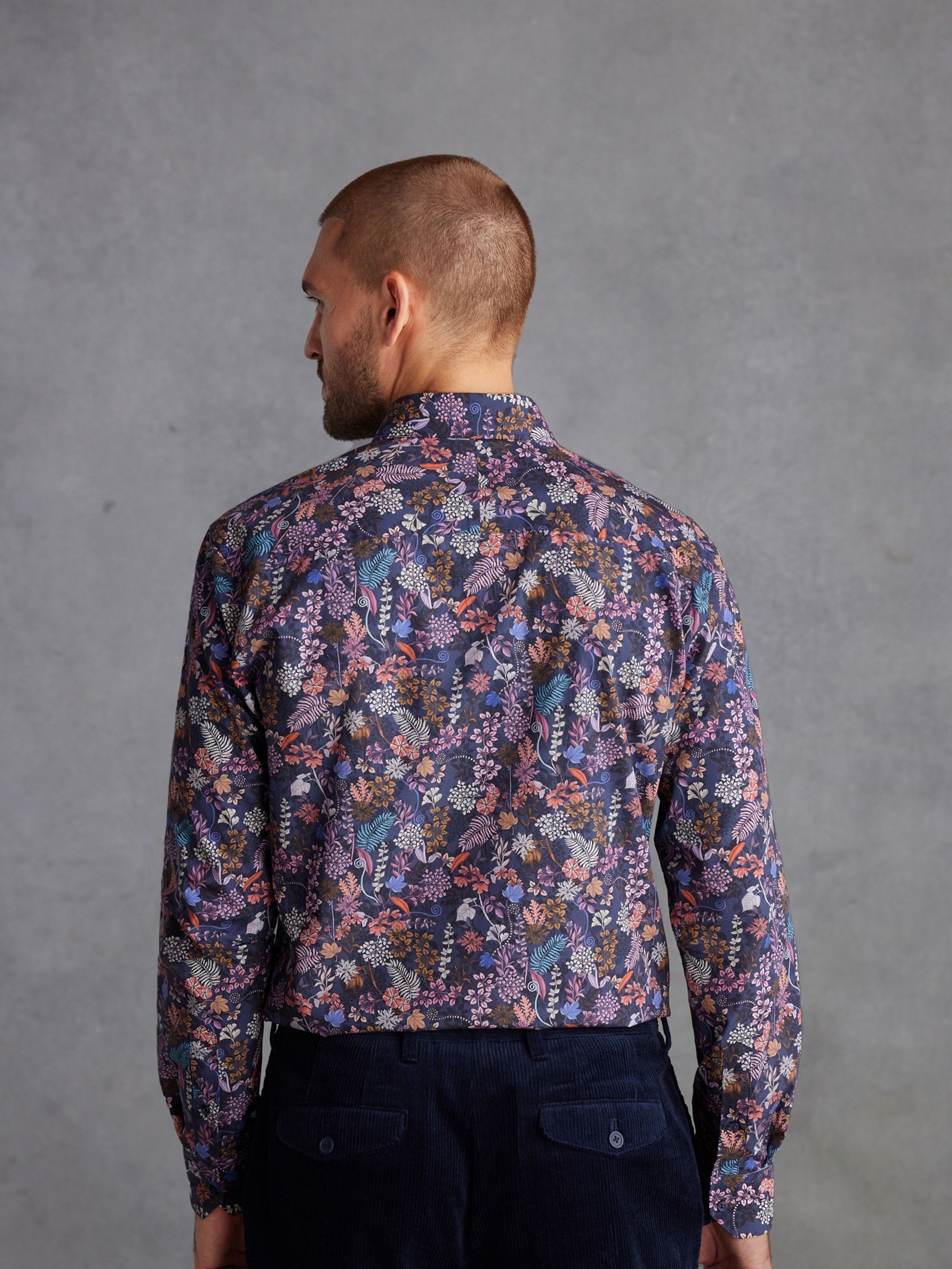 Buy Navy Blue Floral Signature Made In Italy Texta Print Shirt from the ...