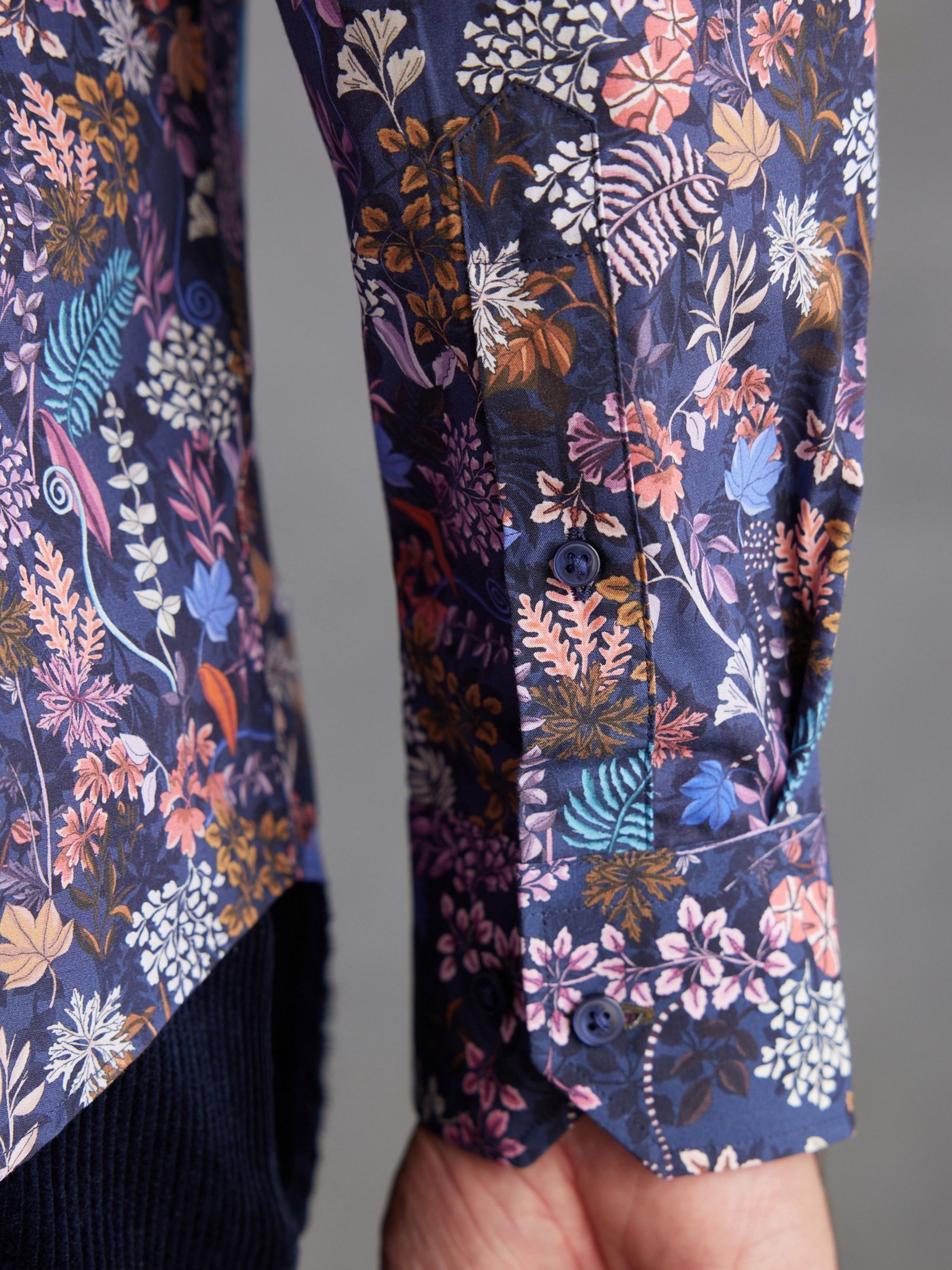 Buy Navy Blue Floral Signature Made In Italy Texta Print Shirt from the ...