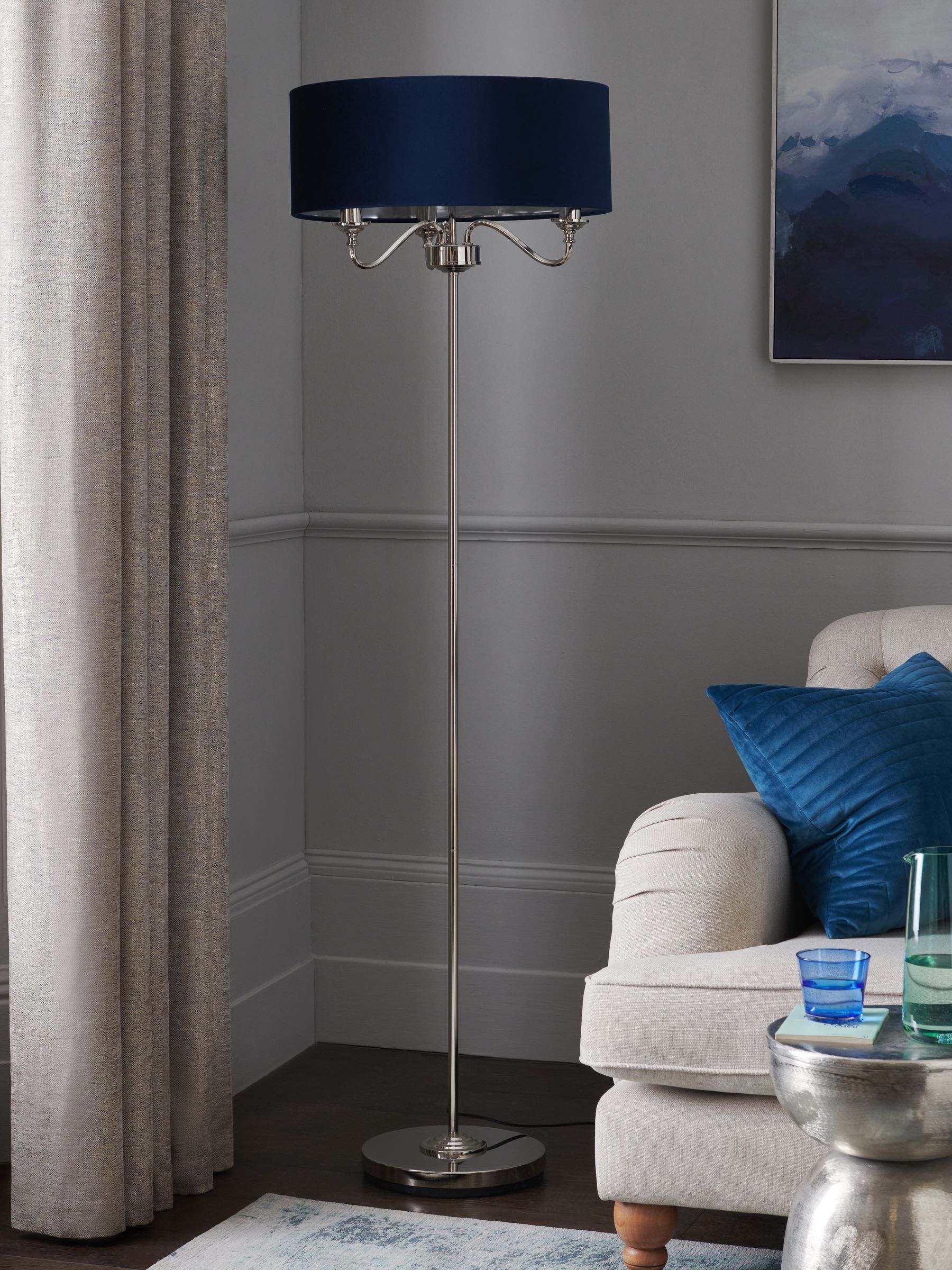 Buy Navy Blue Burford 3 Light Floor Lamp from the Next UK online shop