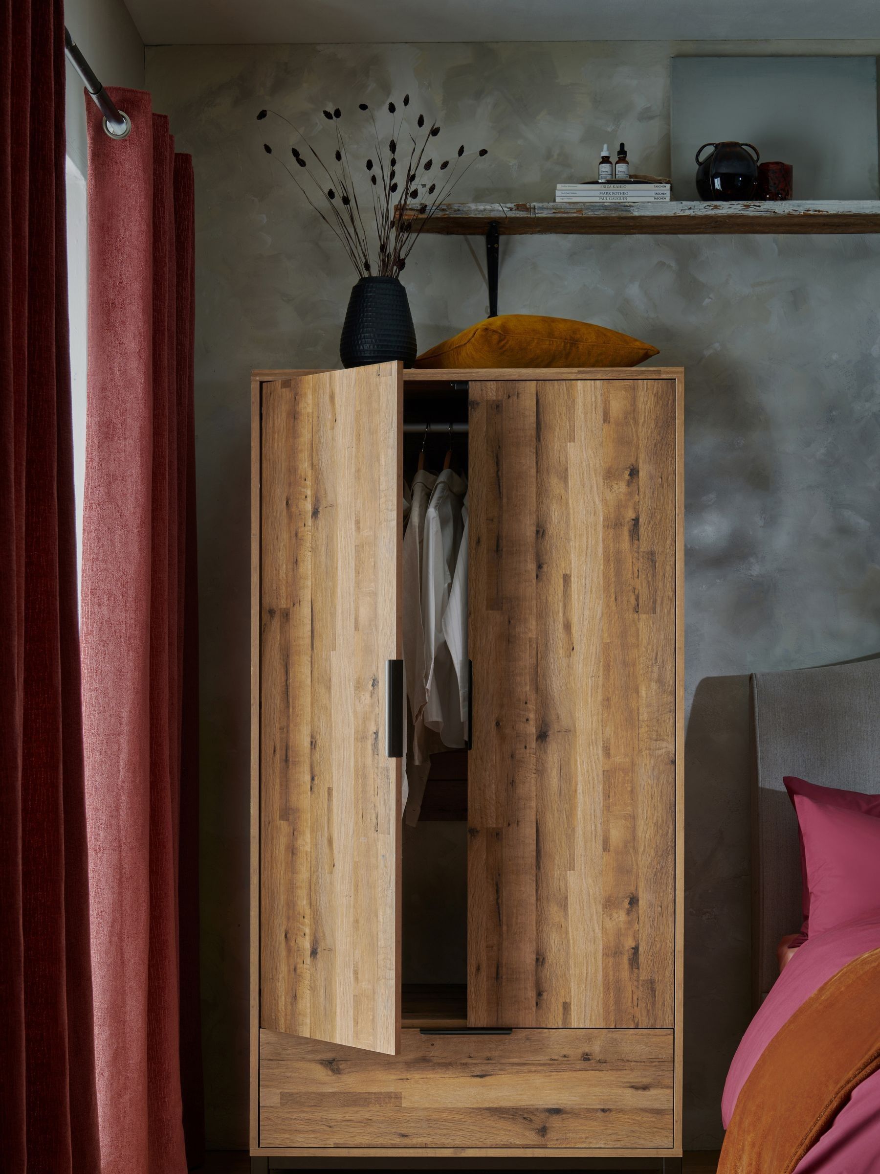 Buy Dark Bronx Oak Effect Double, 1 Drawer Wardrobe from the Next UK ...