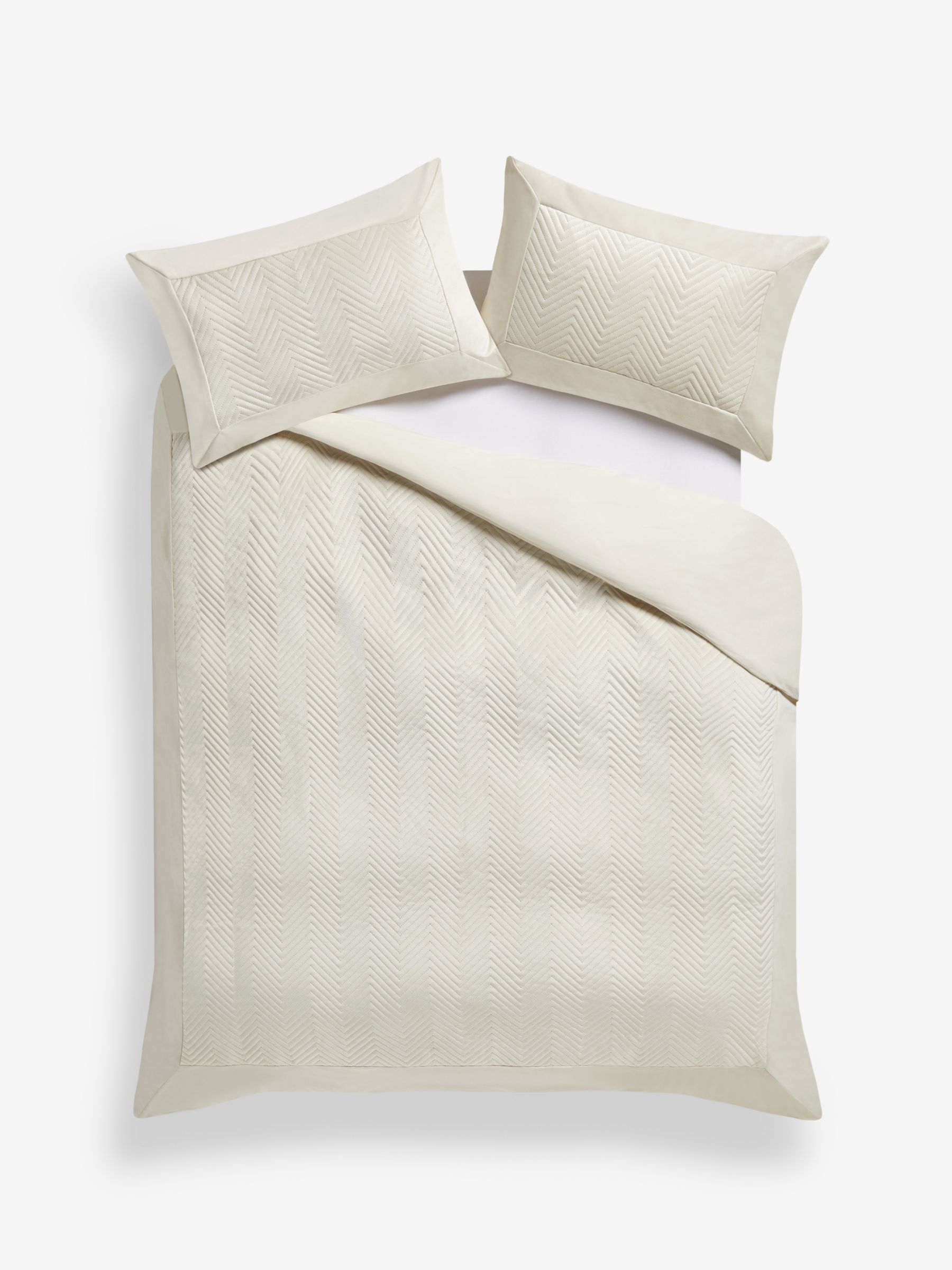Buy Natural Cream Madison Quilted Velvet Duvet Cover and Pillowcase Set ...