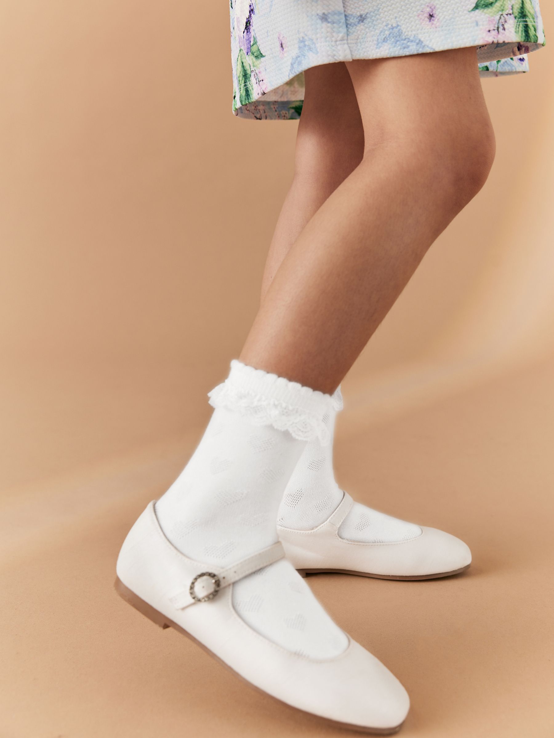 Buy White 2 Pack Cotton Rich Heart Ruffle Ankle Socks from the Next UK ...