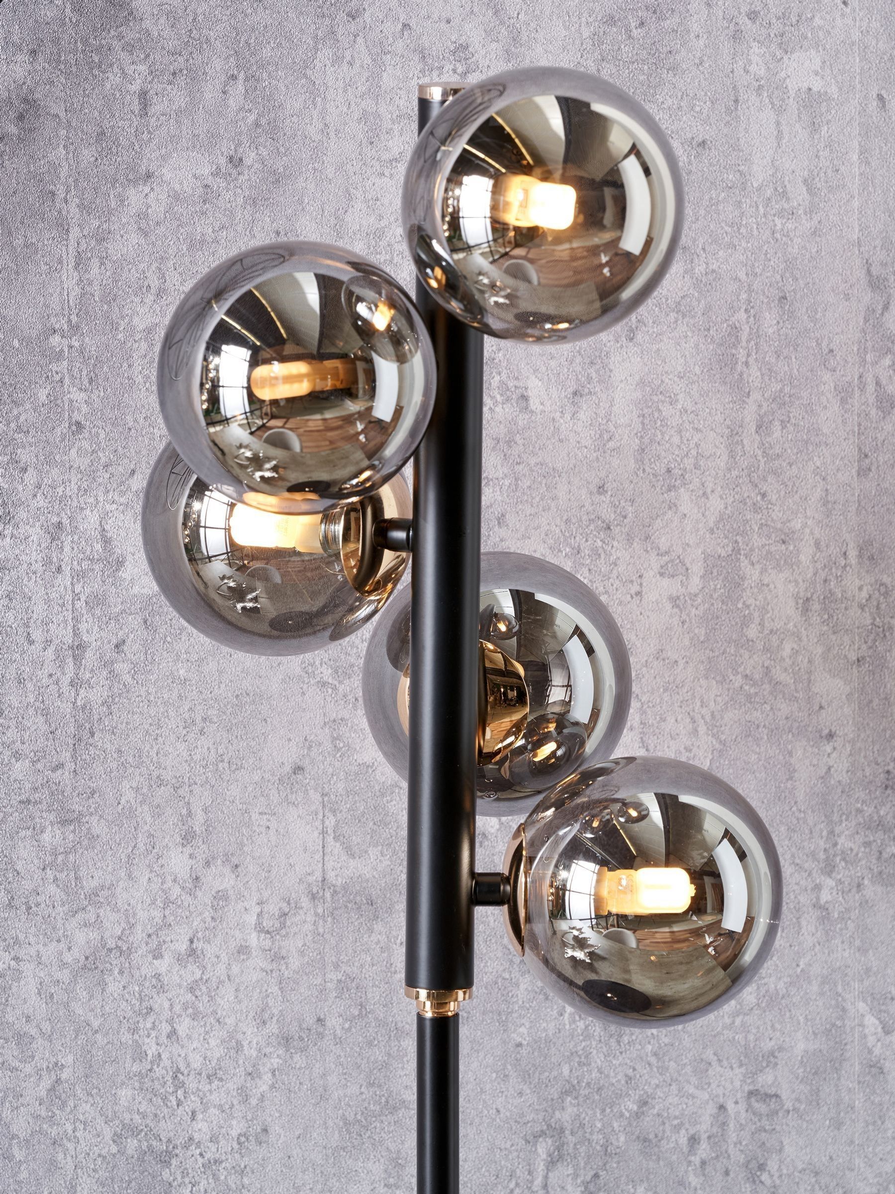 Buy Pacific Black Blair Smoke Glass Ball And Metal Table Lamp from the ...