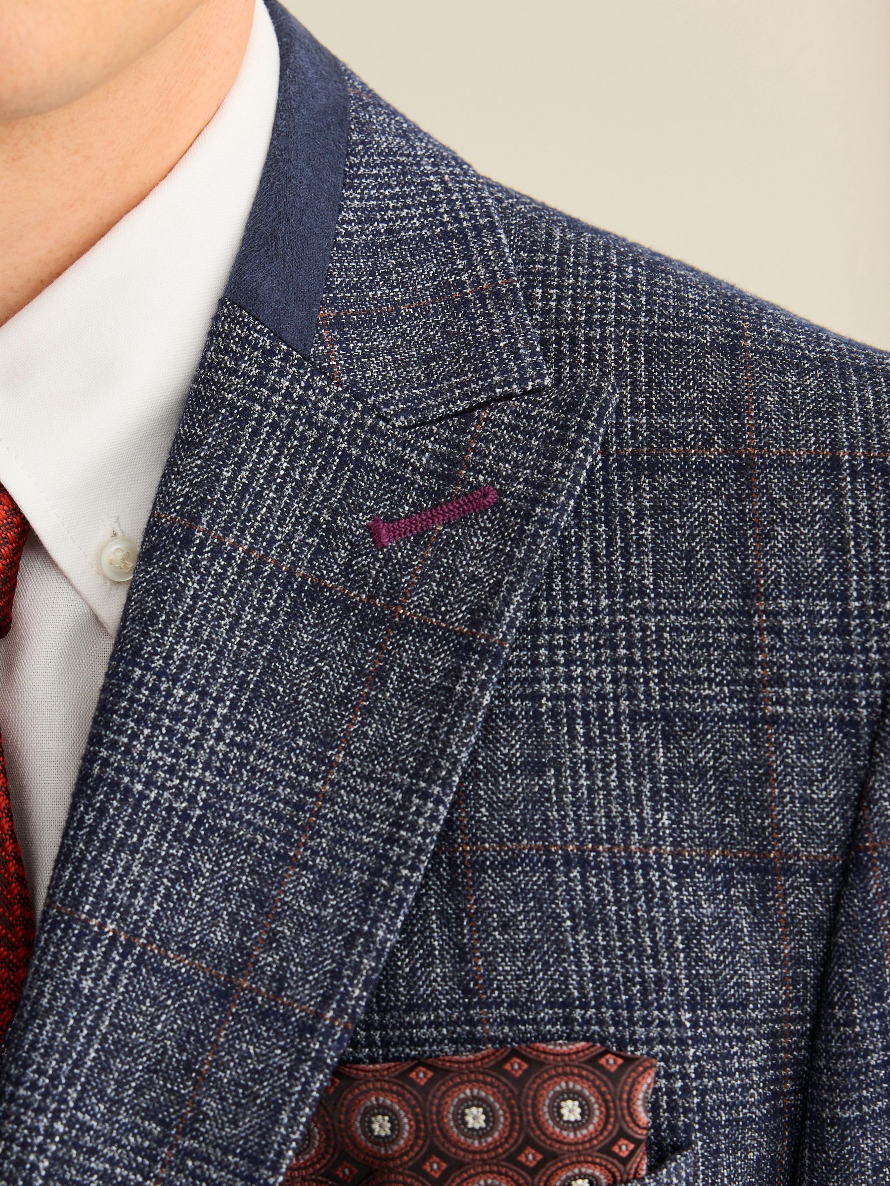 Buy Navy Blue Slim Fit Trimmed Check Suit Jacket from the Next UK ...