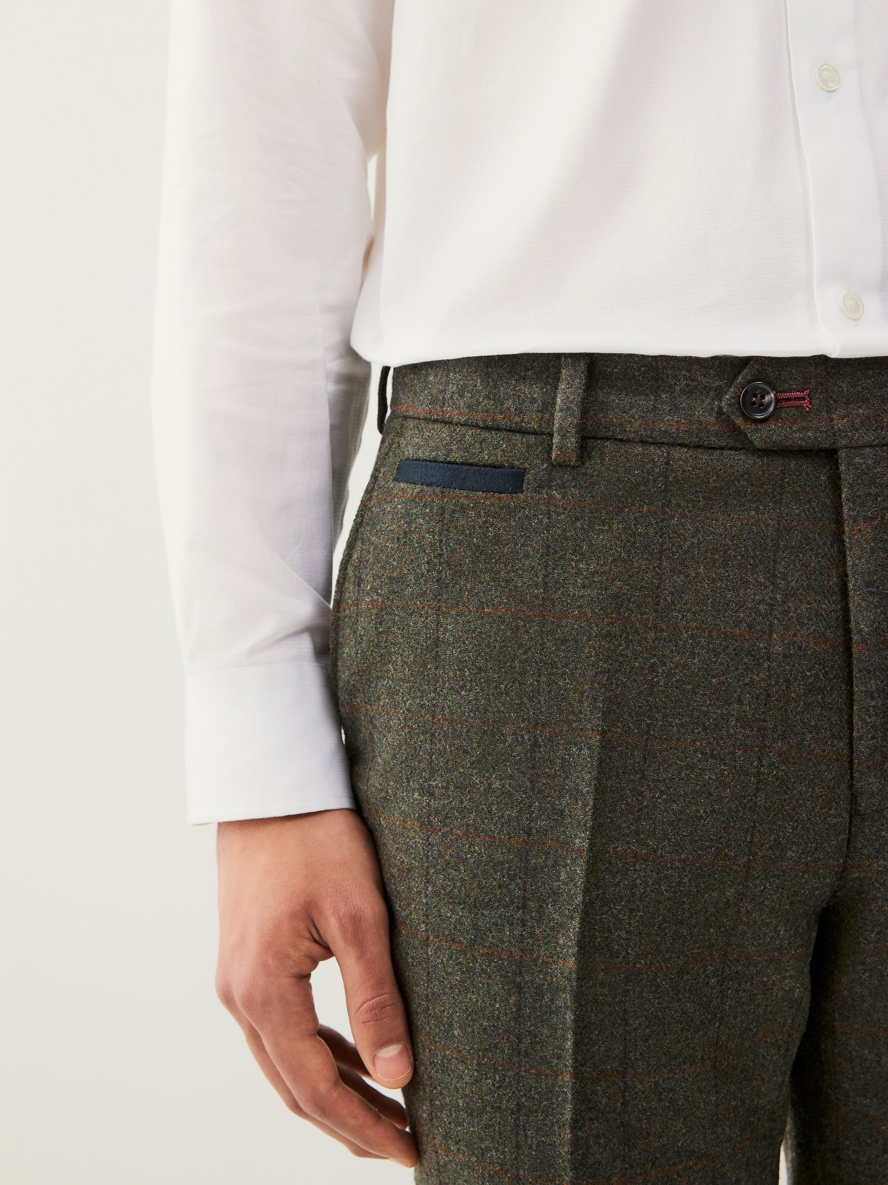 Buy Green Regular Fit Nova Fides Italian Wool Blend Trimmed Check Suit ...