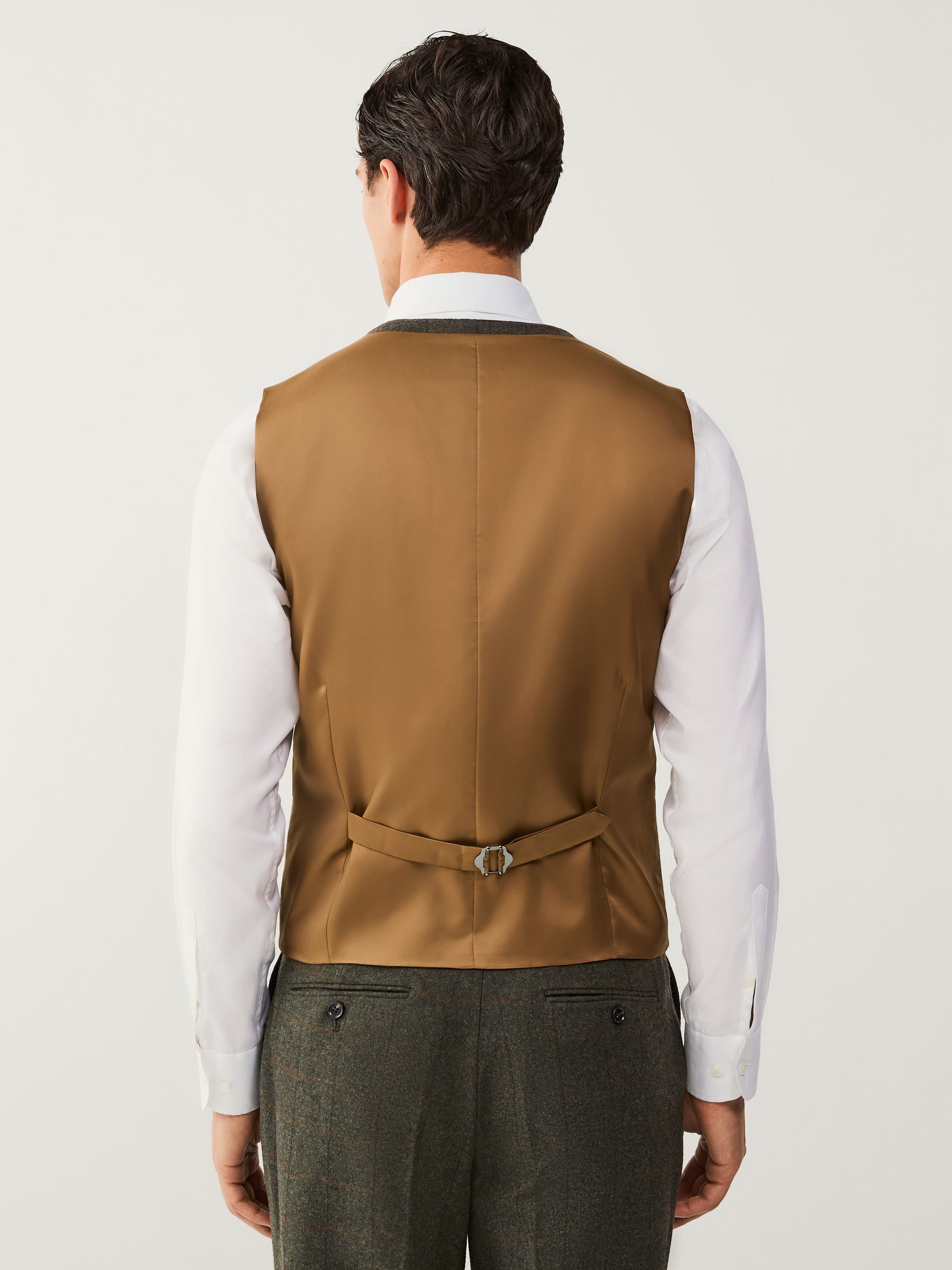 Buy Green Regular Fit Nova Fides Italian Wool Blend Trimmed Check Suit ...