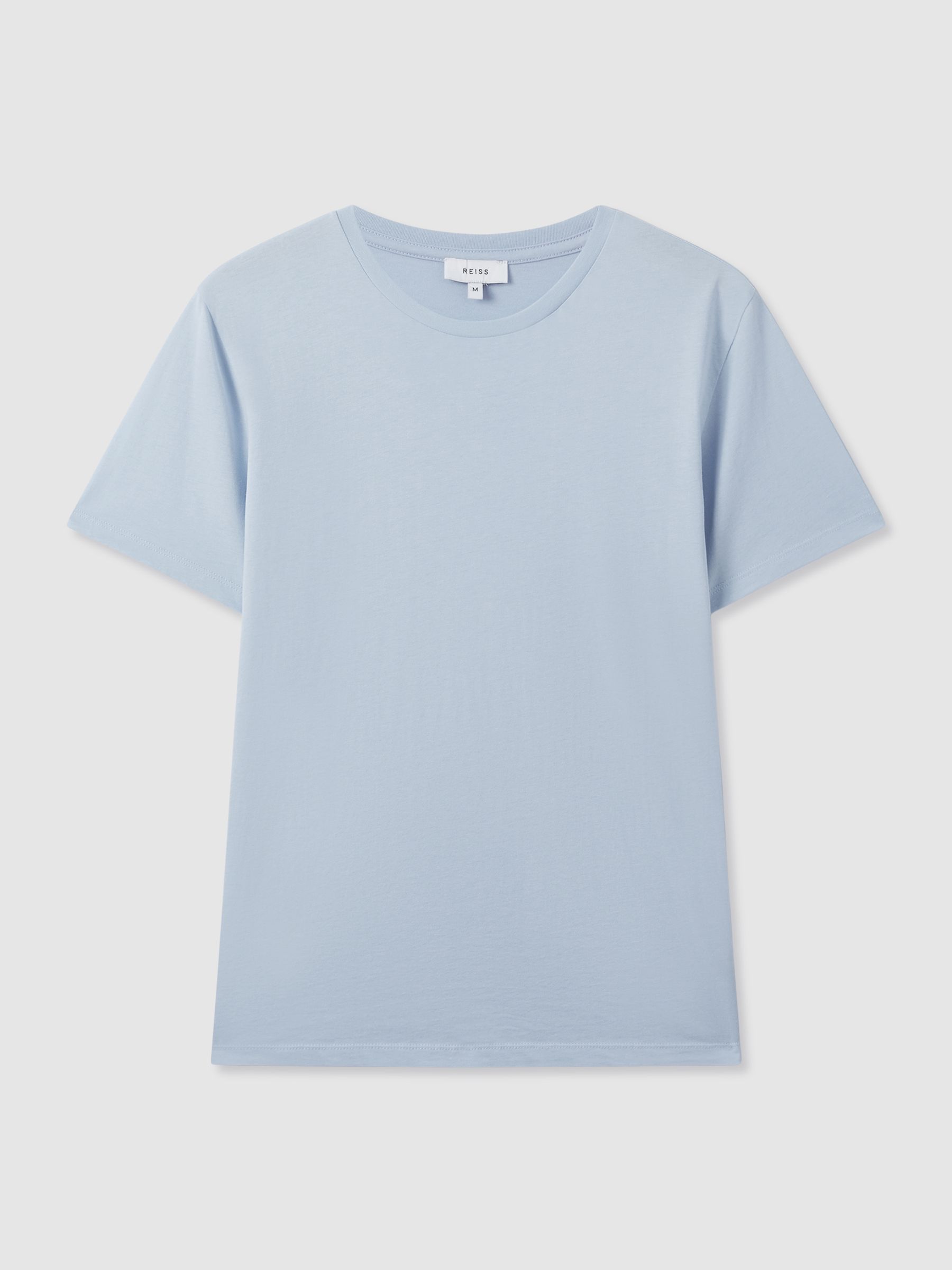 Buy Reiss Soft Blue Bless Cotton Crew-Neck Tailored-Fit T-Shirt from ...