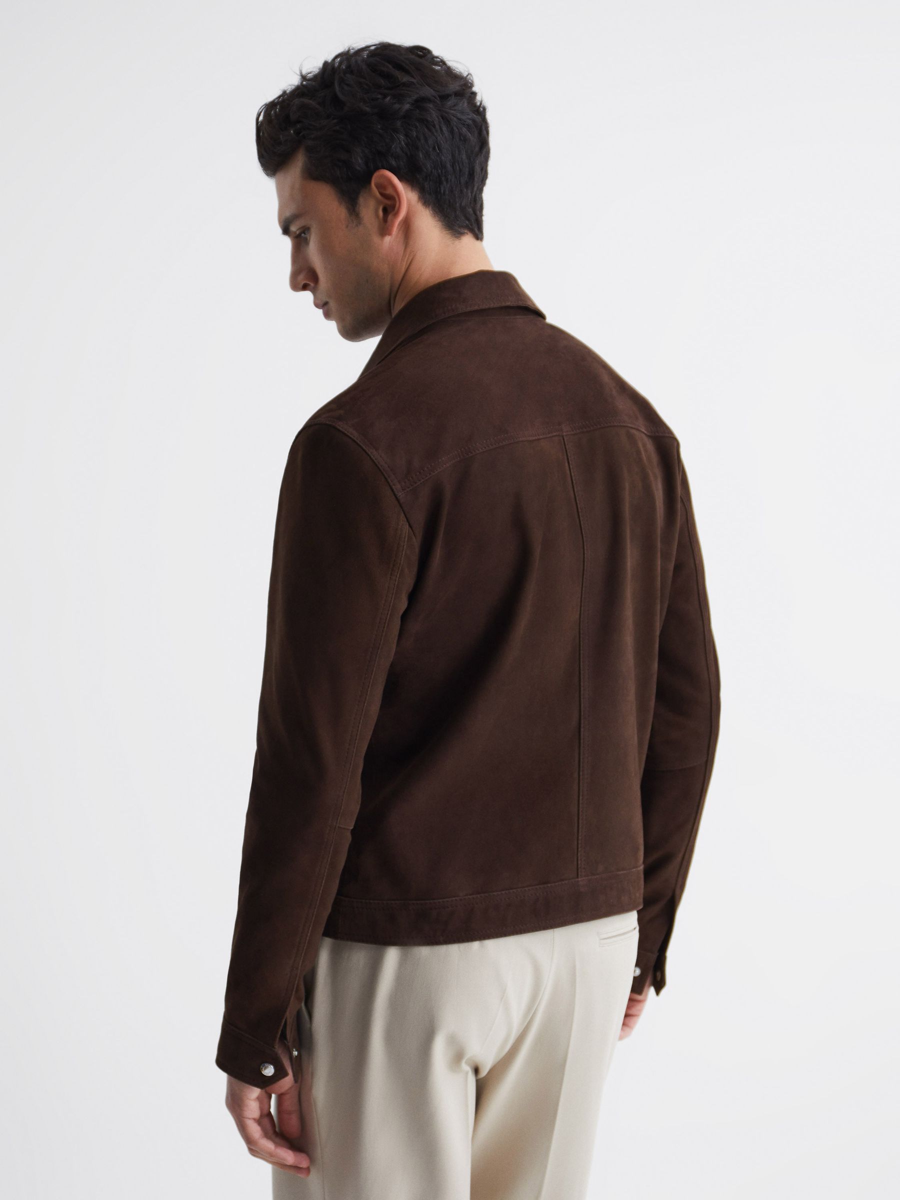 Buy Reiss Chocolate Riley Suede Zip-Through Jacket from the Next UK ...