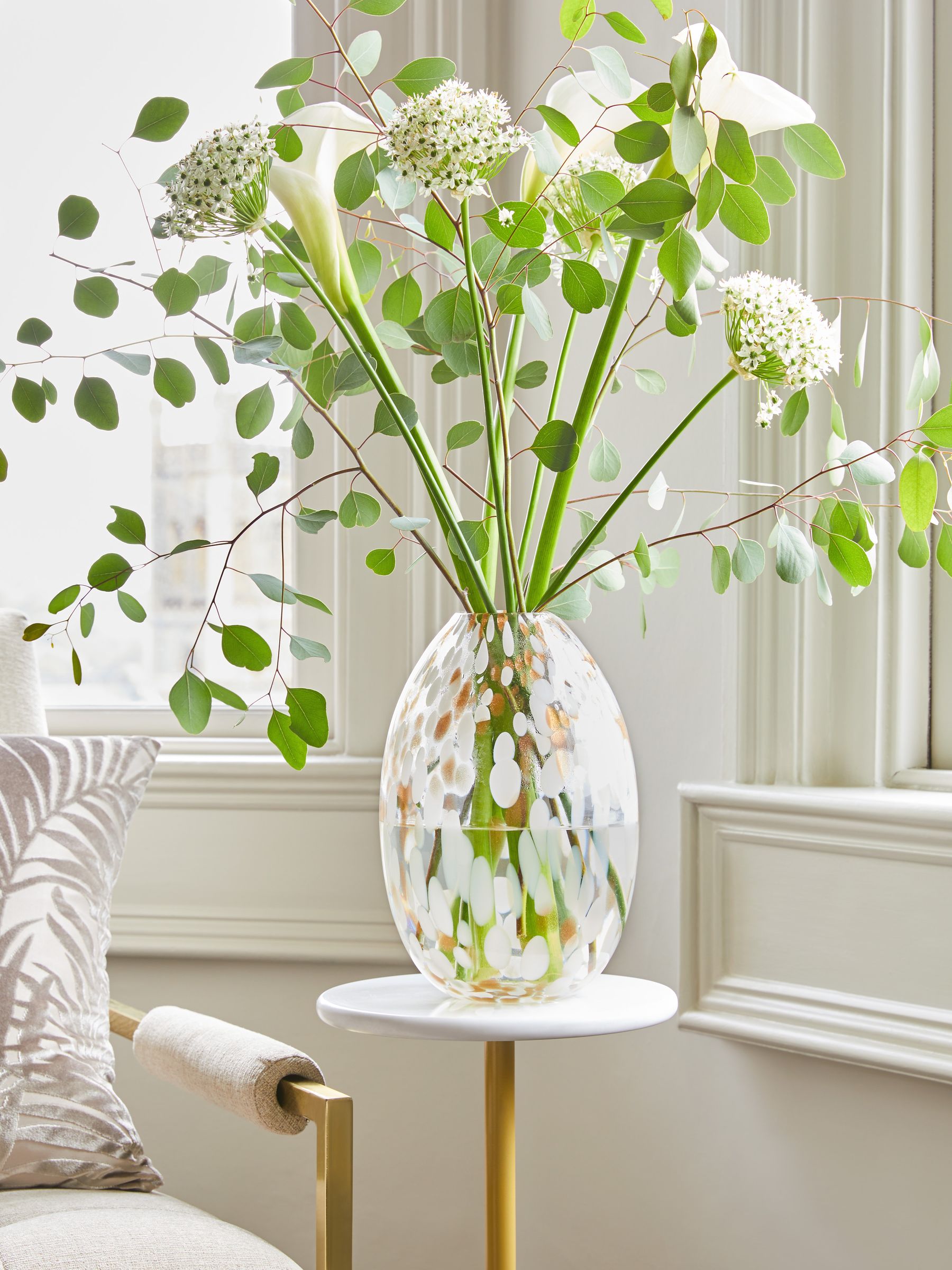 Buy White/Gold Medium Confetti Glass Flower Vase from the Next UK ...