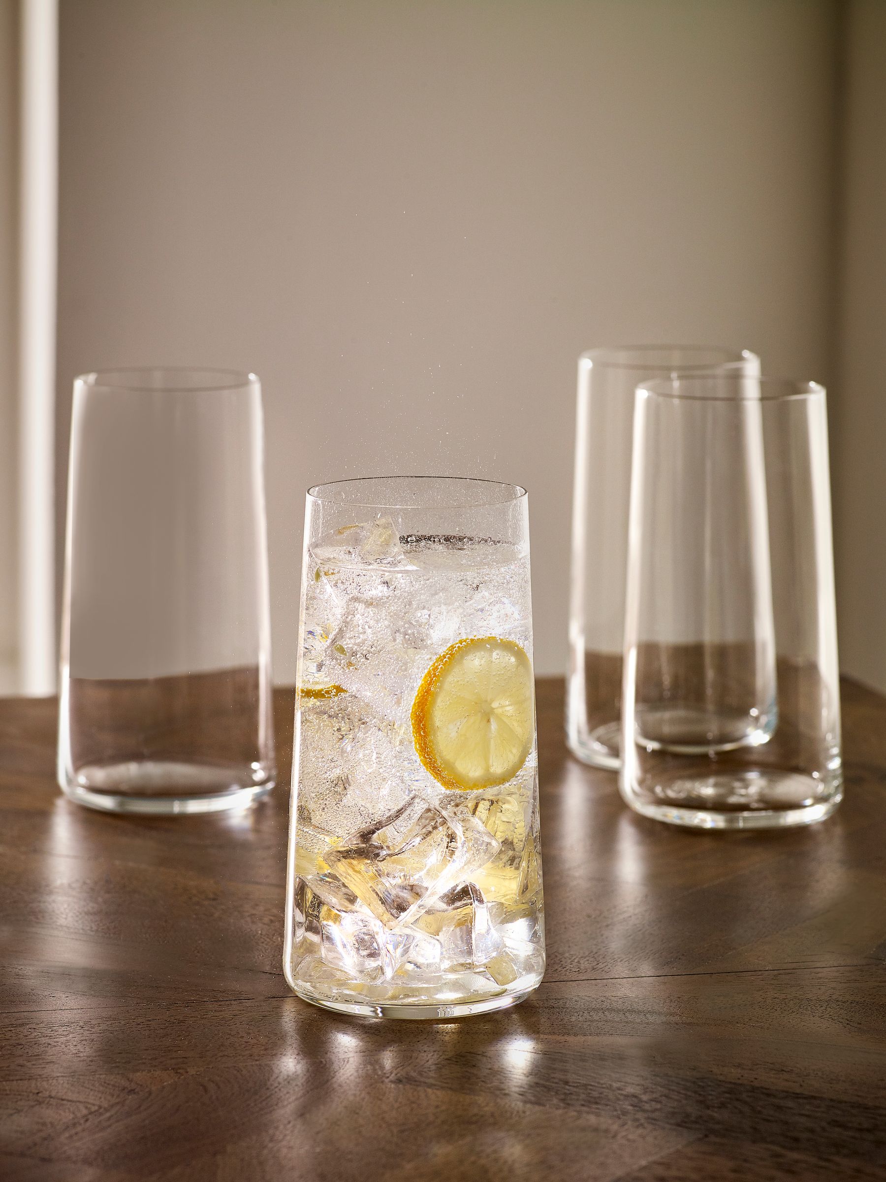 Buy Set of 4 Clear Angular Set of 4 Tall Tumbler Glasses from the Next ...