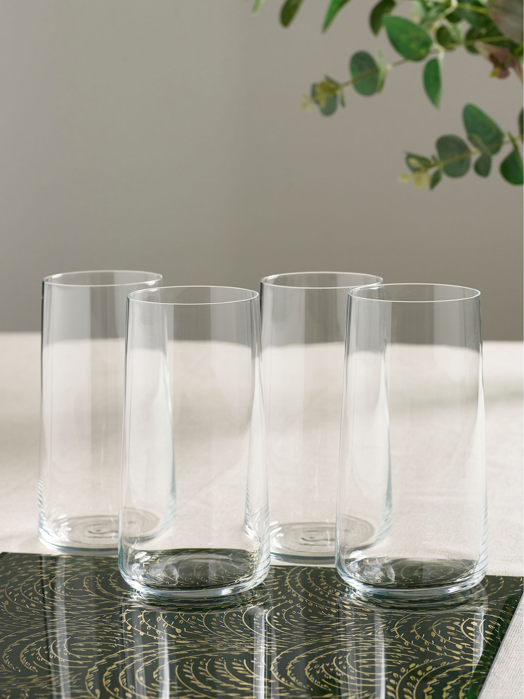 Buy Set of 4 Clear Angular Set of 4 Tall Tumbler Glasses from the Next ...