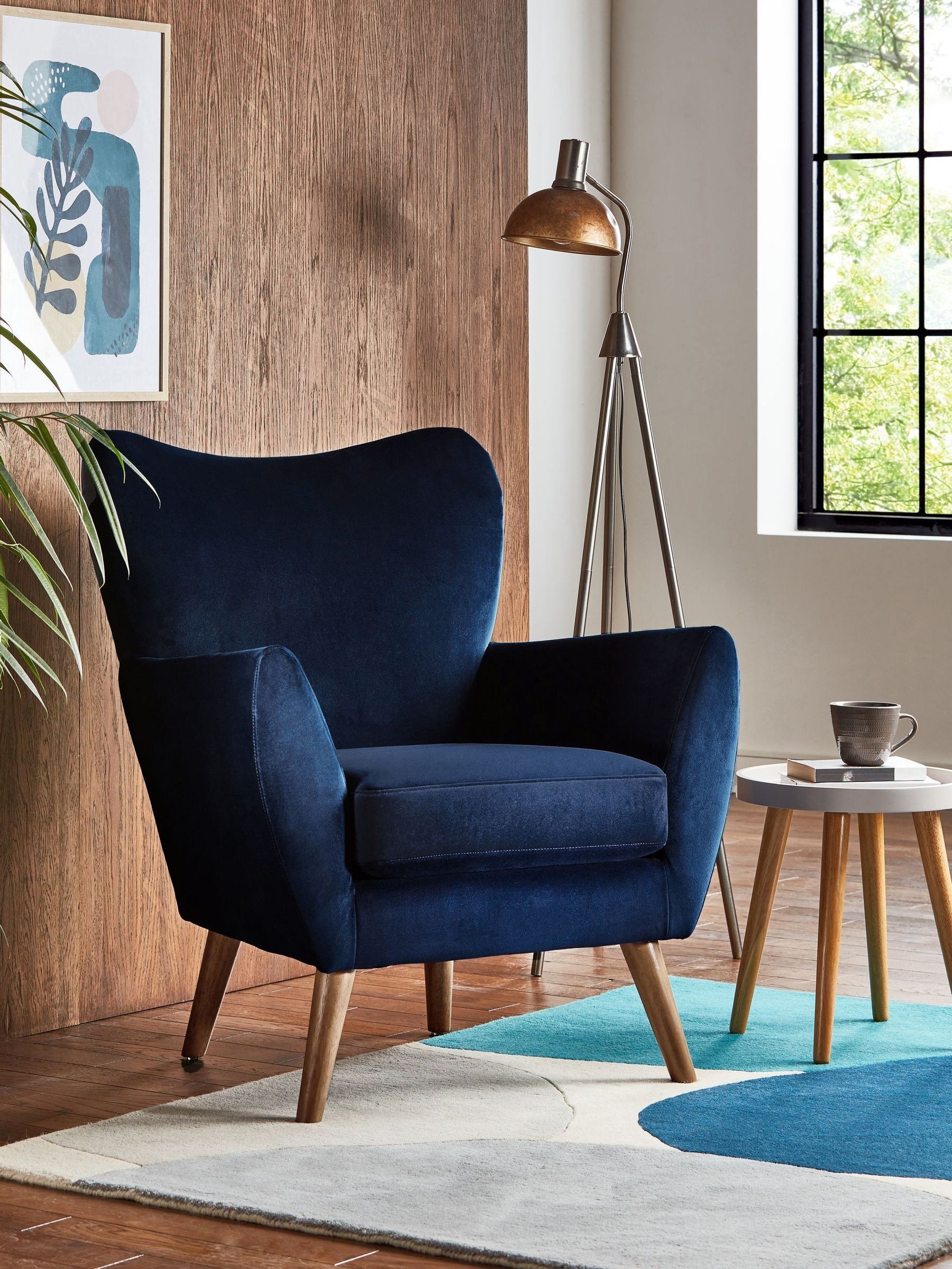 Buy Soft Velvet Navy Blue Wilson II Highback Armchair from the Next UK online shop