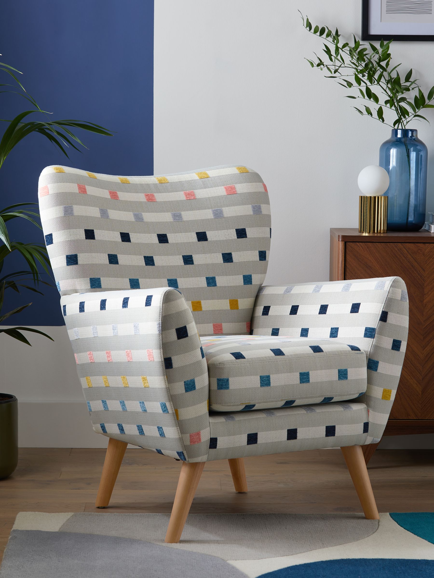 Buy Chunky Stripe Geo Grey Wilson Highback Armchair from the Next UK ...