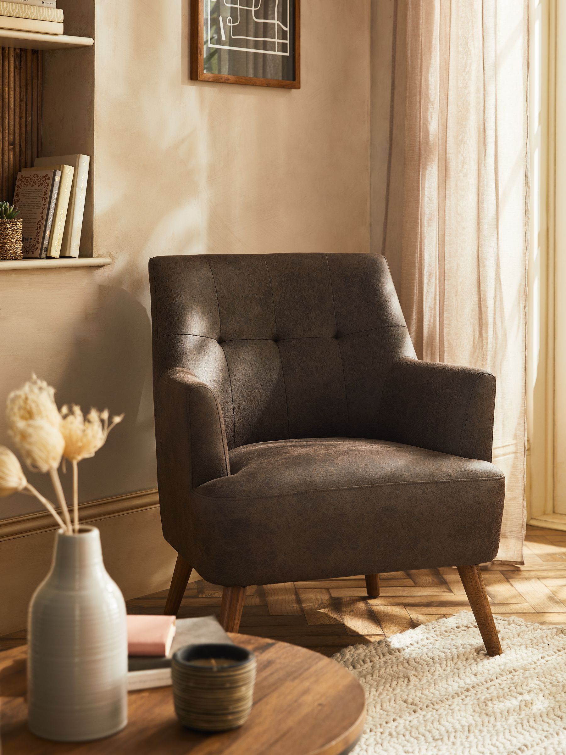 Buy Monza Faux Leather Peppercorn Brown Carter Accent Chair from the ...