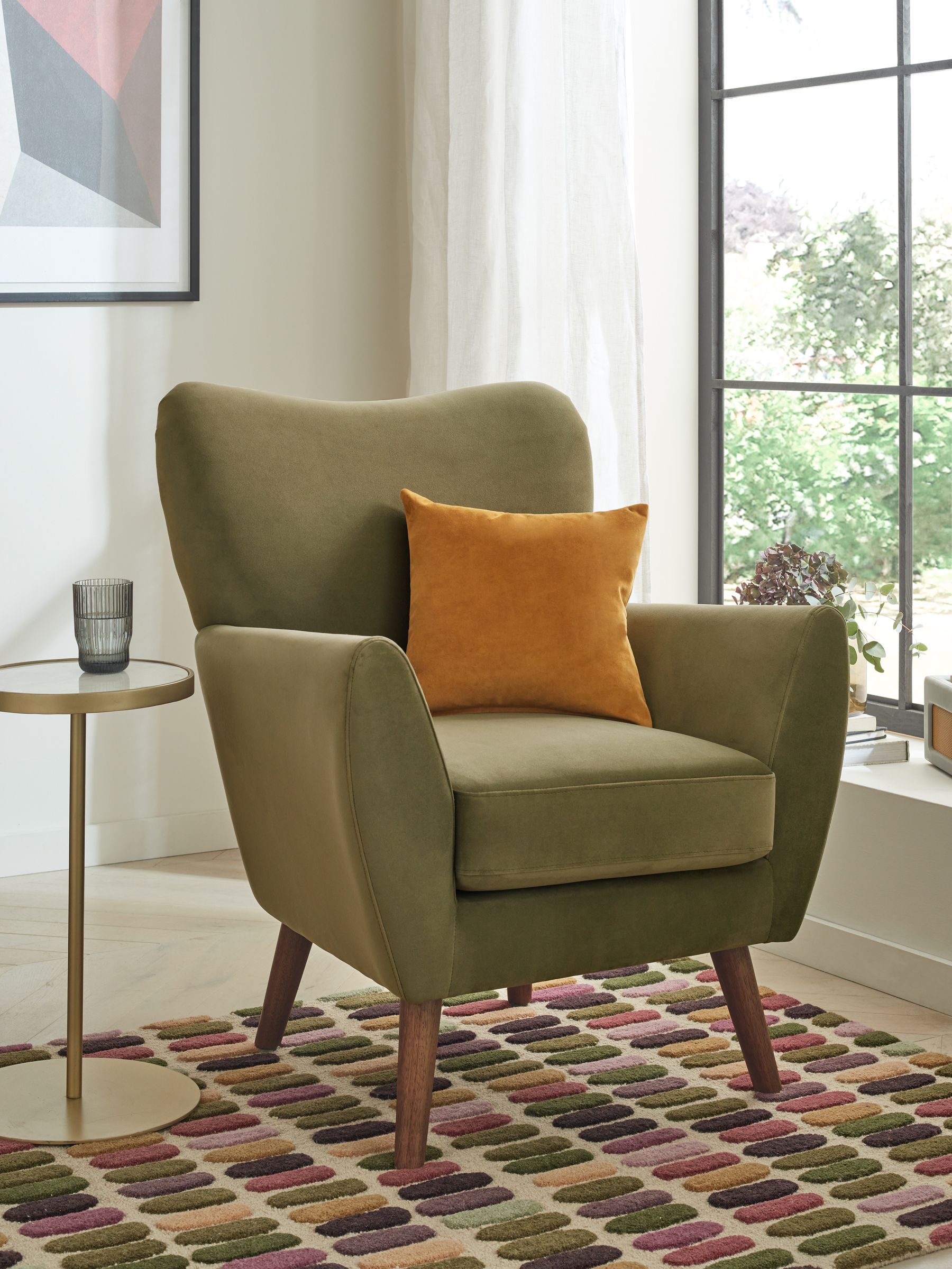 Buy Soft Velvet Sage Green Wilson Highback Armchair from the Next UK ...
