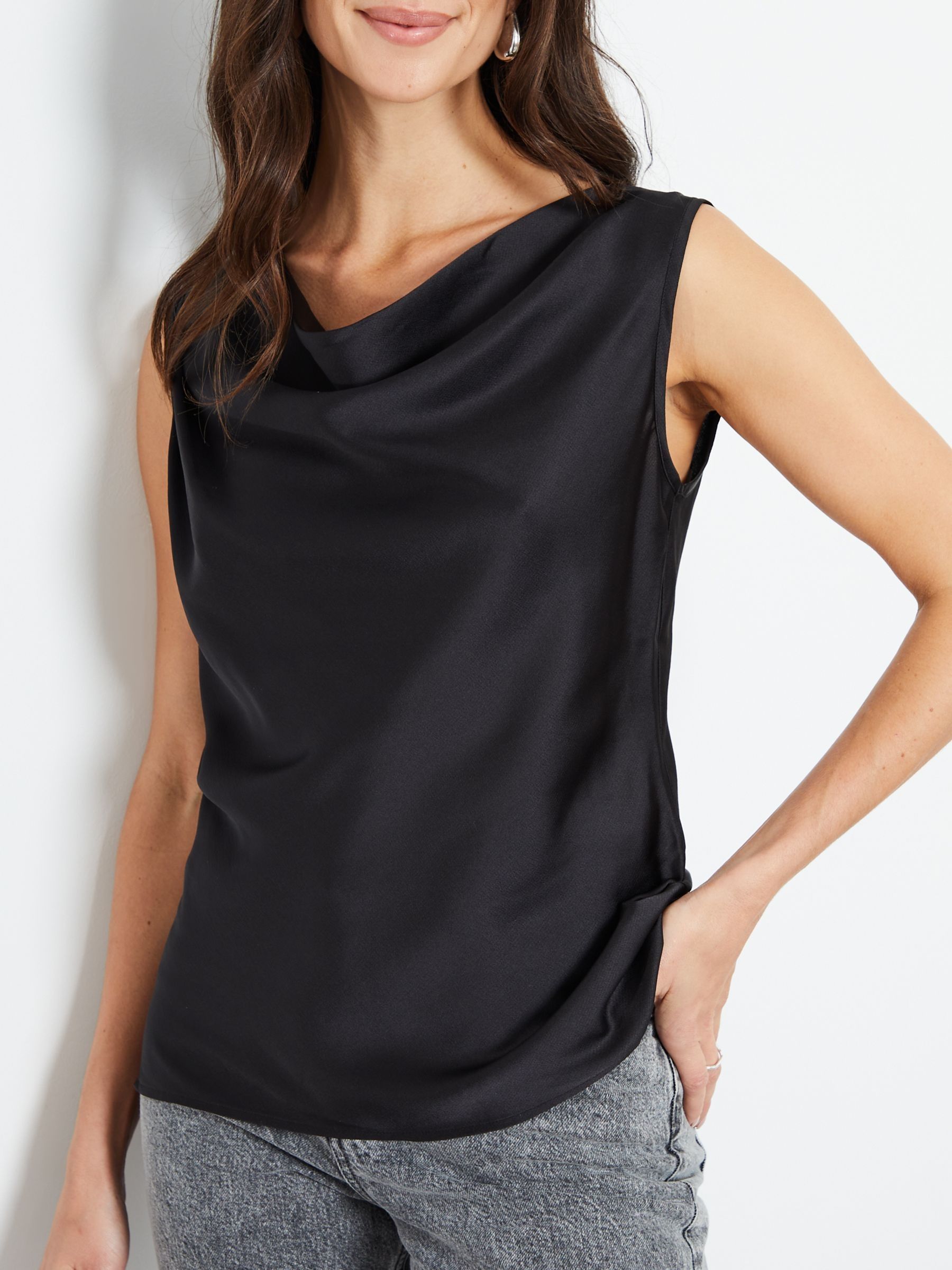 Buy Another Sunday Black Satin Sleeveless Cowl Cami Top from the Next ...
