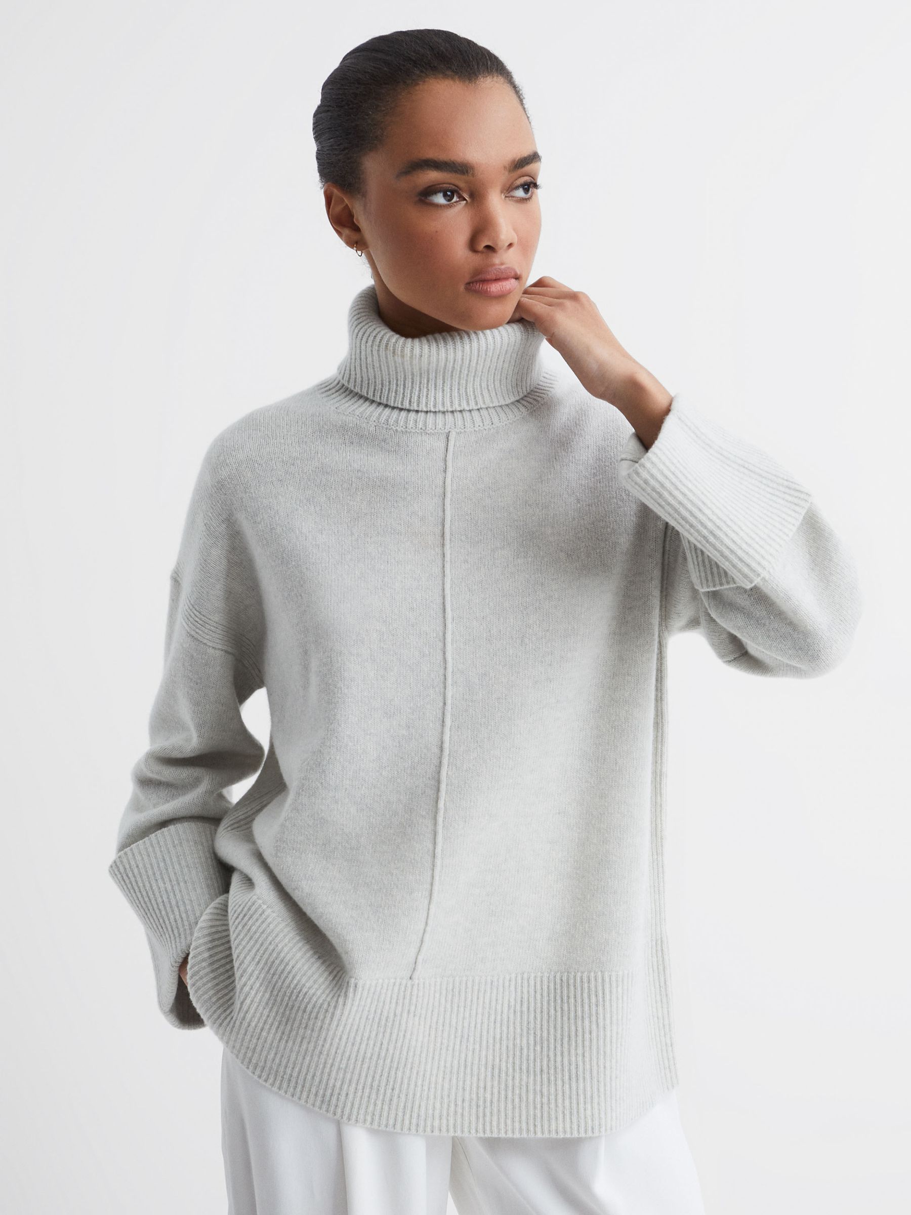 Buy Reiss Grey Marl Sarah Wool-Cashmere Roll Neck Jumper from the Next ...