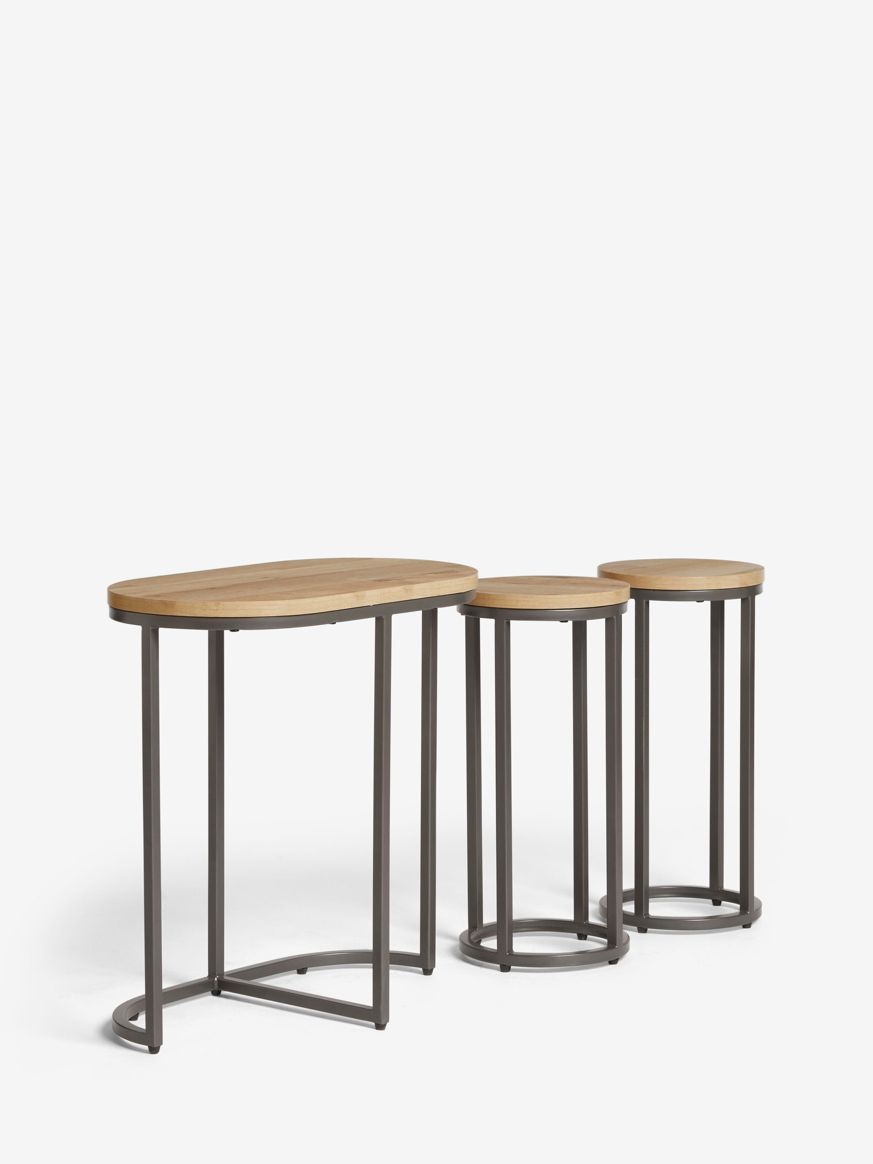 Buy Light Bronx Oak Effect Round Set of 3 Nest of Tables from the Next ...