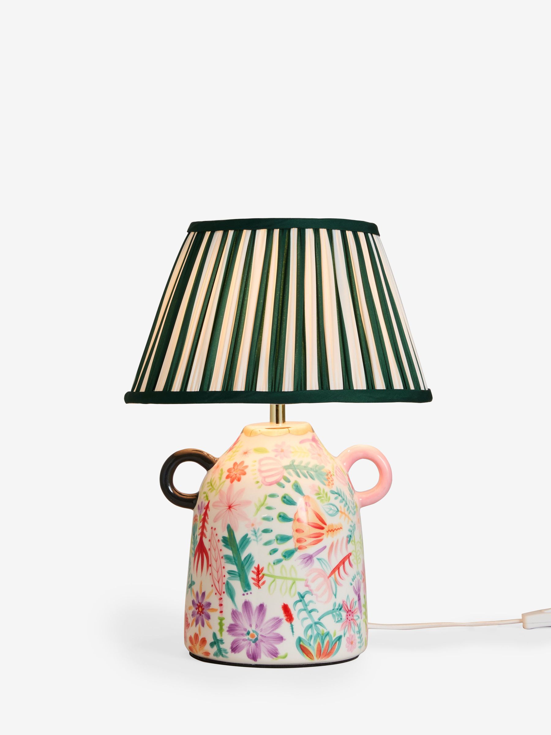 Buy Lucy Tiffney Pink/White Floral Print Ceramic Table Lamp from the ...