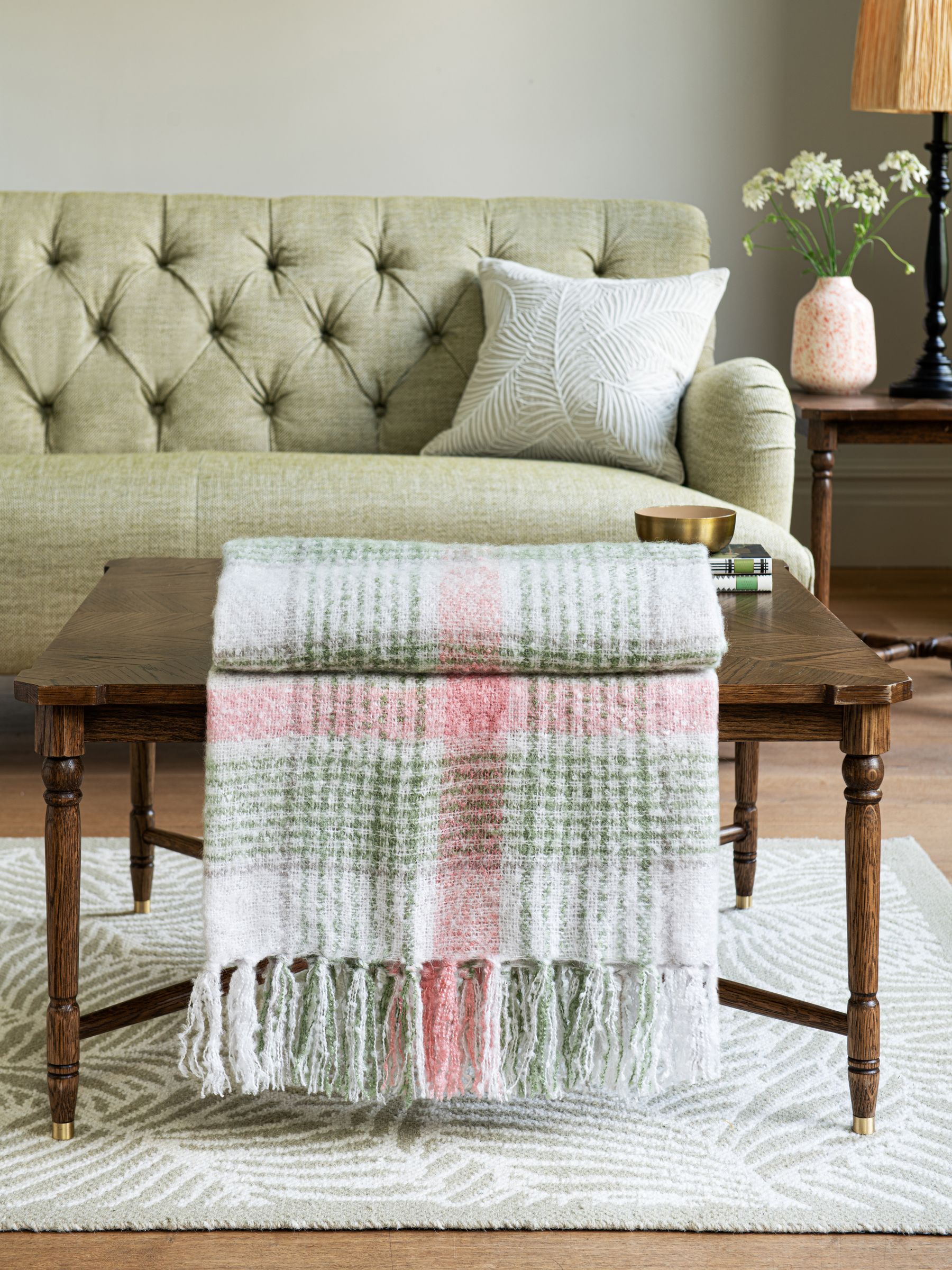 Buy Nina Campbell Pink Check Brushed Throw from the Next UK online shop