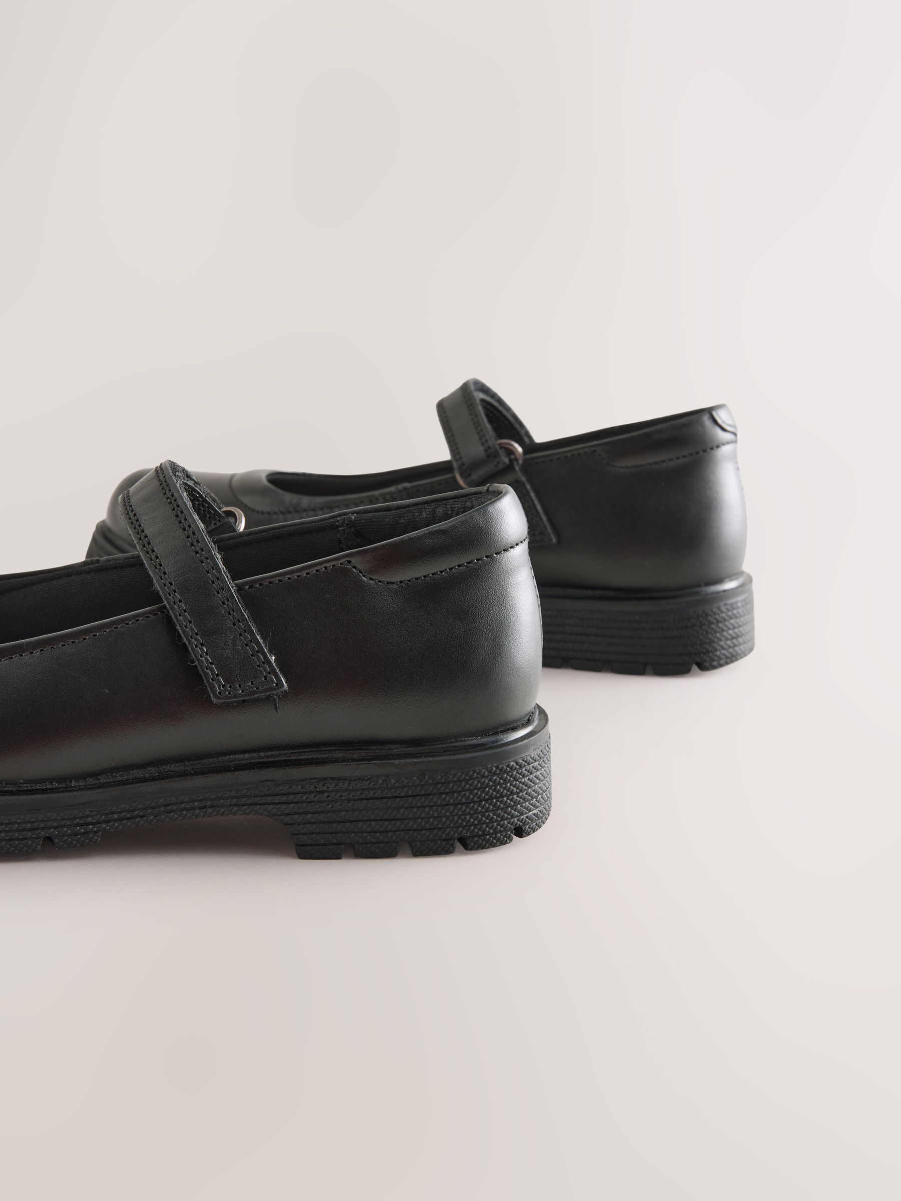 Buy Matt Black Standard Fit (F) School Leather Chunky Mary Jane Shoes ...