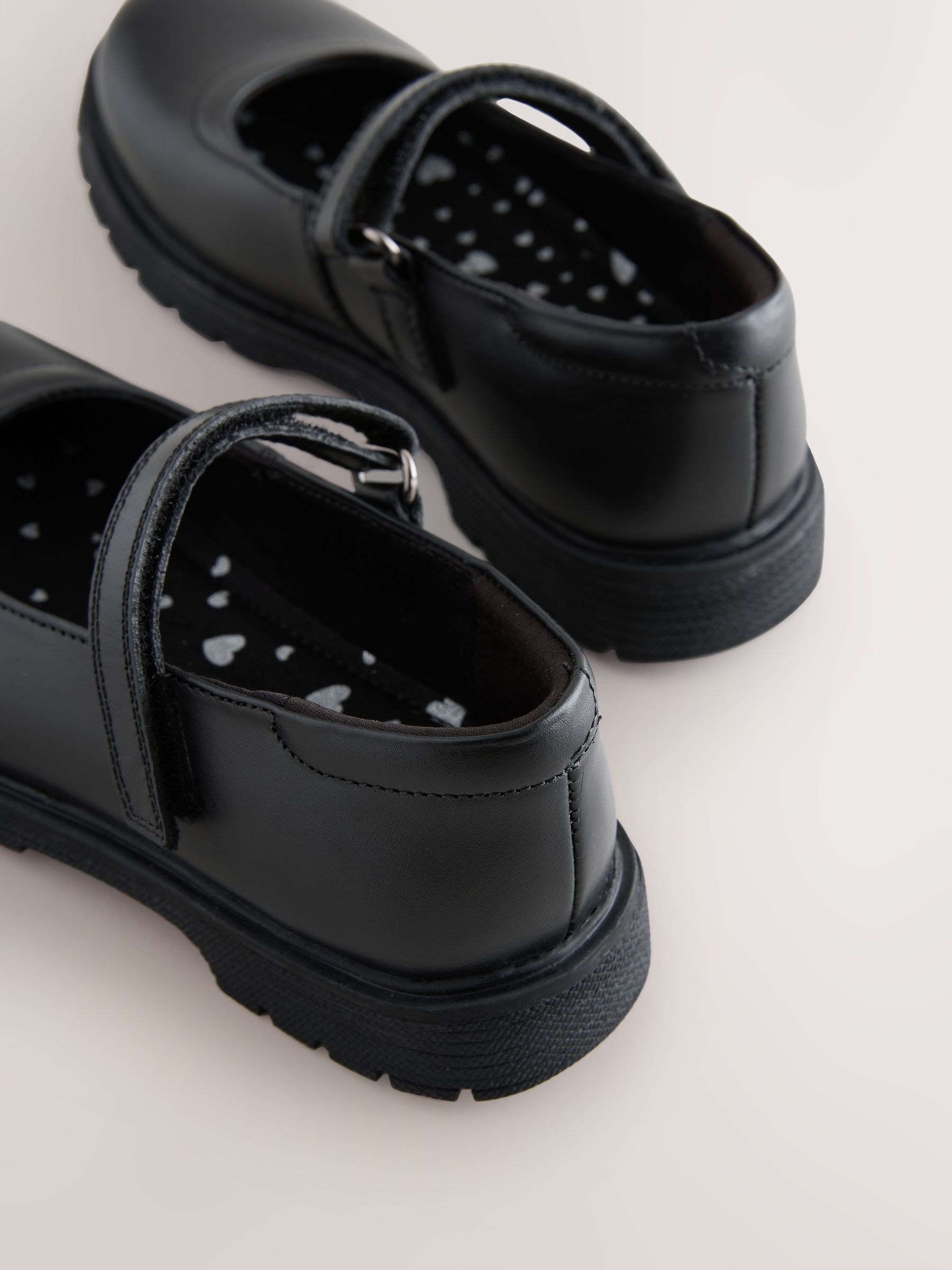 Buy Matt Black Wide Fit (G) School Leather Chunky Mary Jane Shoes from ...