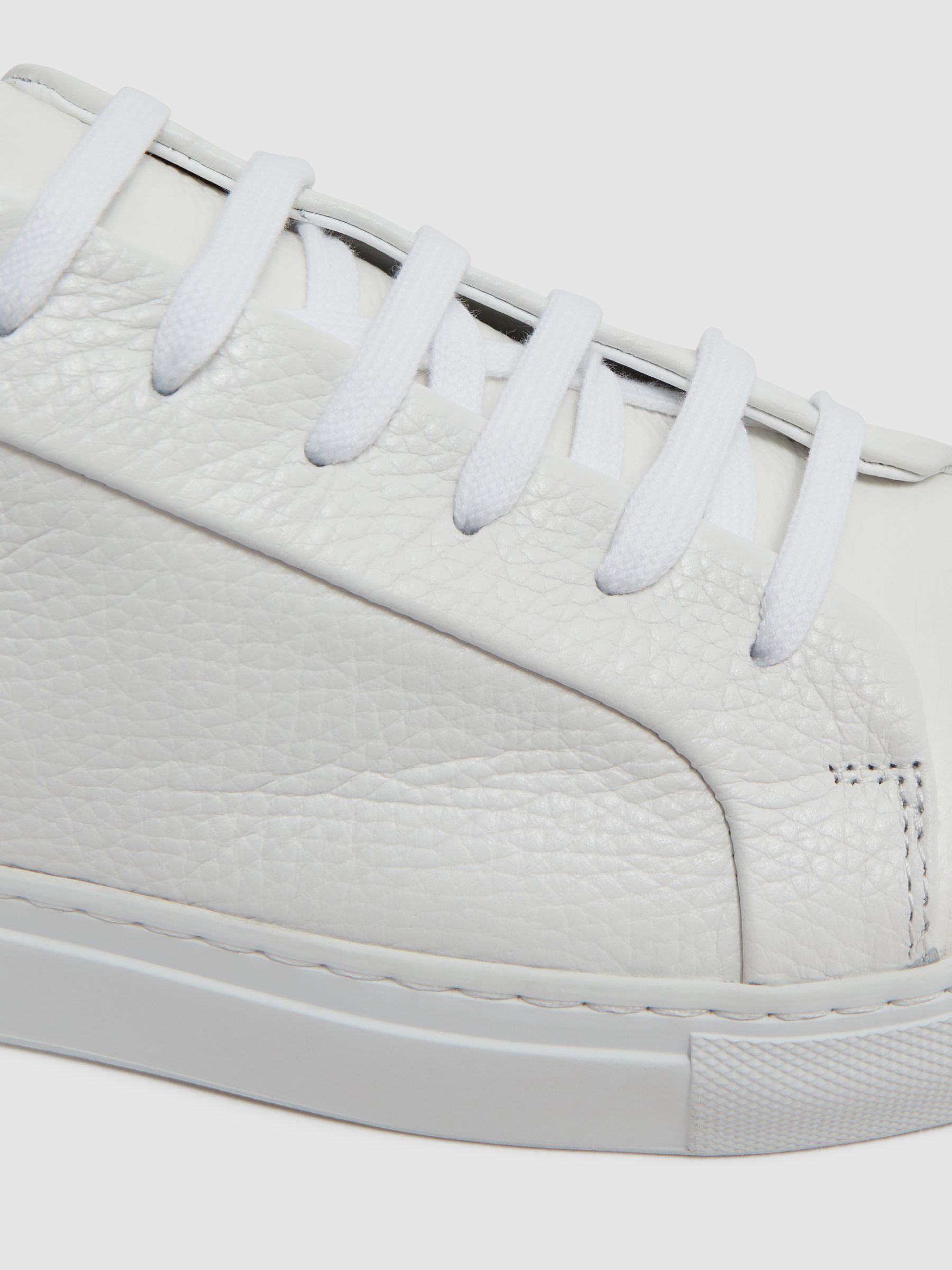 Buy Reiss White Luca Tumbled Tumbled Leather Trainers from the Next UK ...